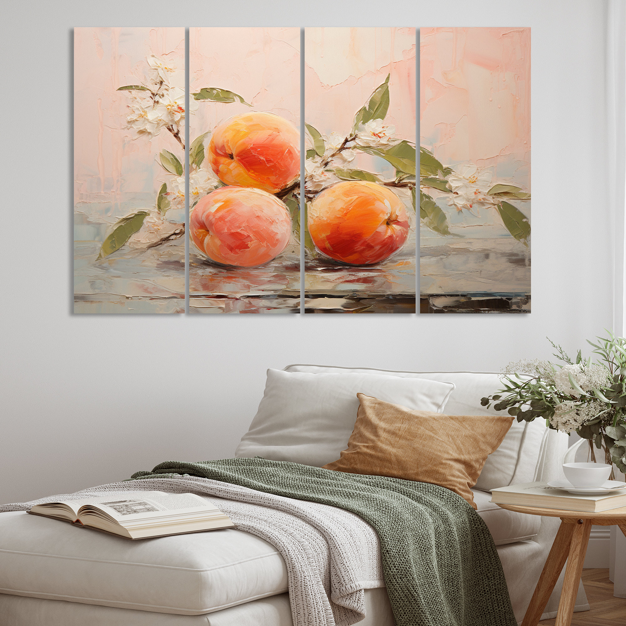 Winston Porter Fruit Abstract Peach On Canvas 4 Pieces Print | Wayfair