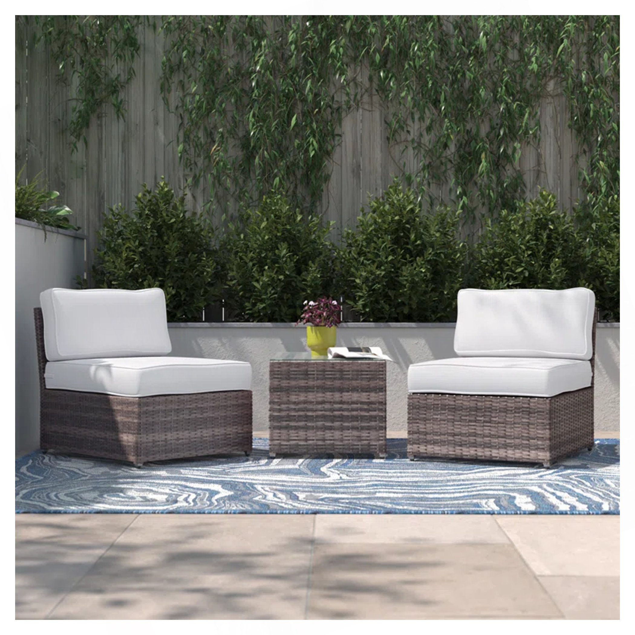 Wildon Home® Fully Assembled Rattan Wicker 2-Person Seating Set with ...