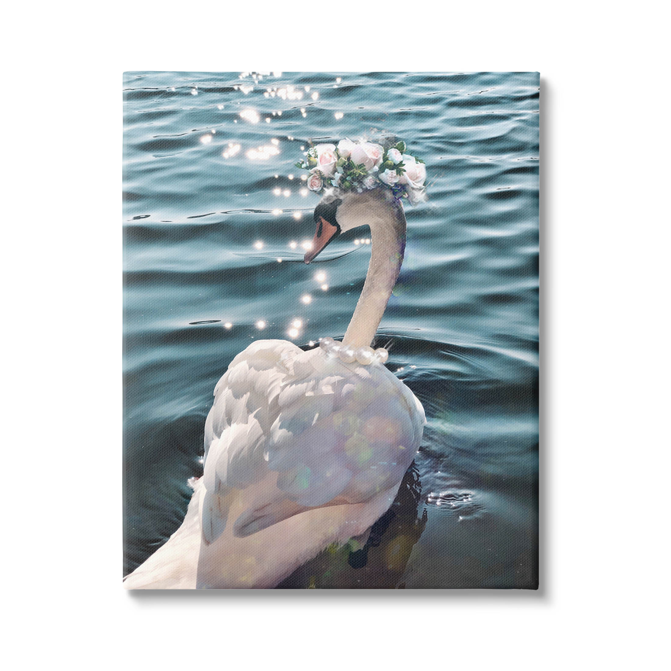 Stupell Industries Flower Crown Swan Lake Ripples Canvas Wall Art By ...