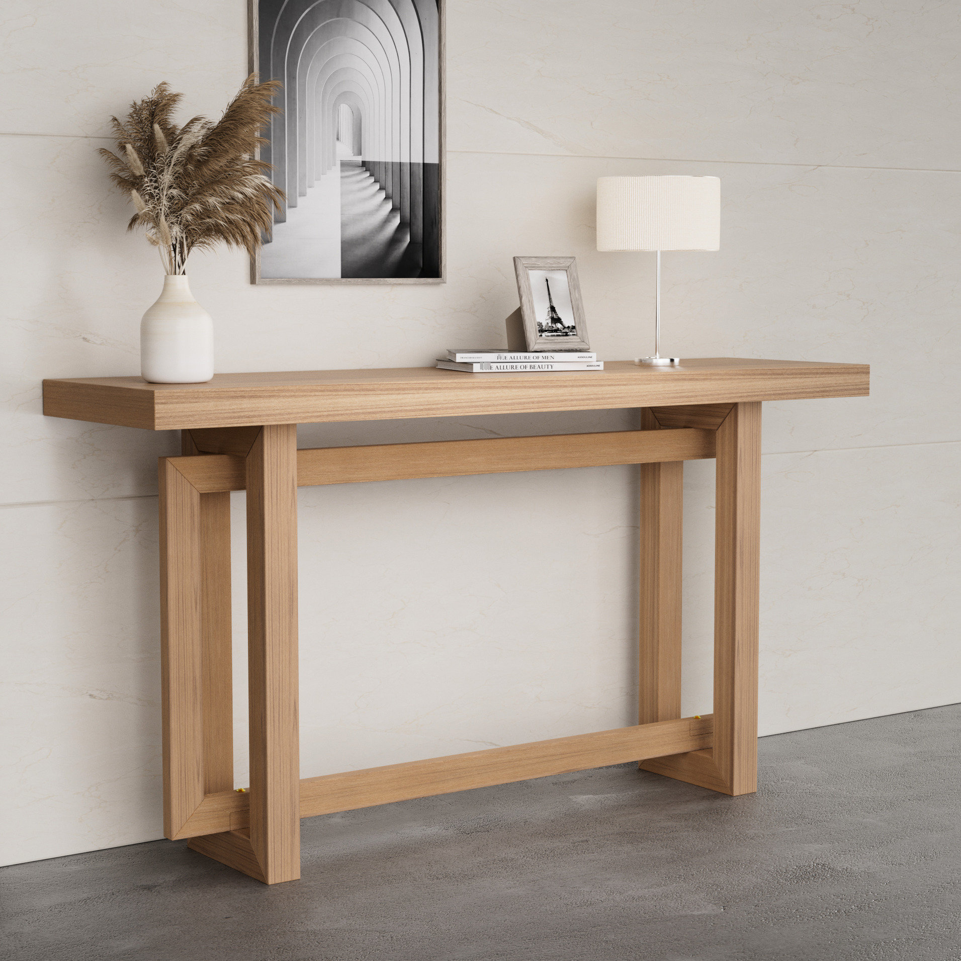 Latitude Run® Narrow Oak Console Table 59Inch For Hallway, Office ...