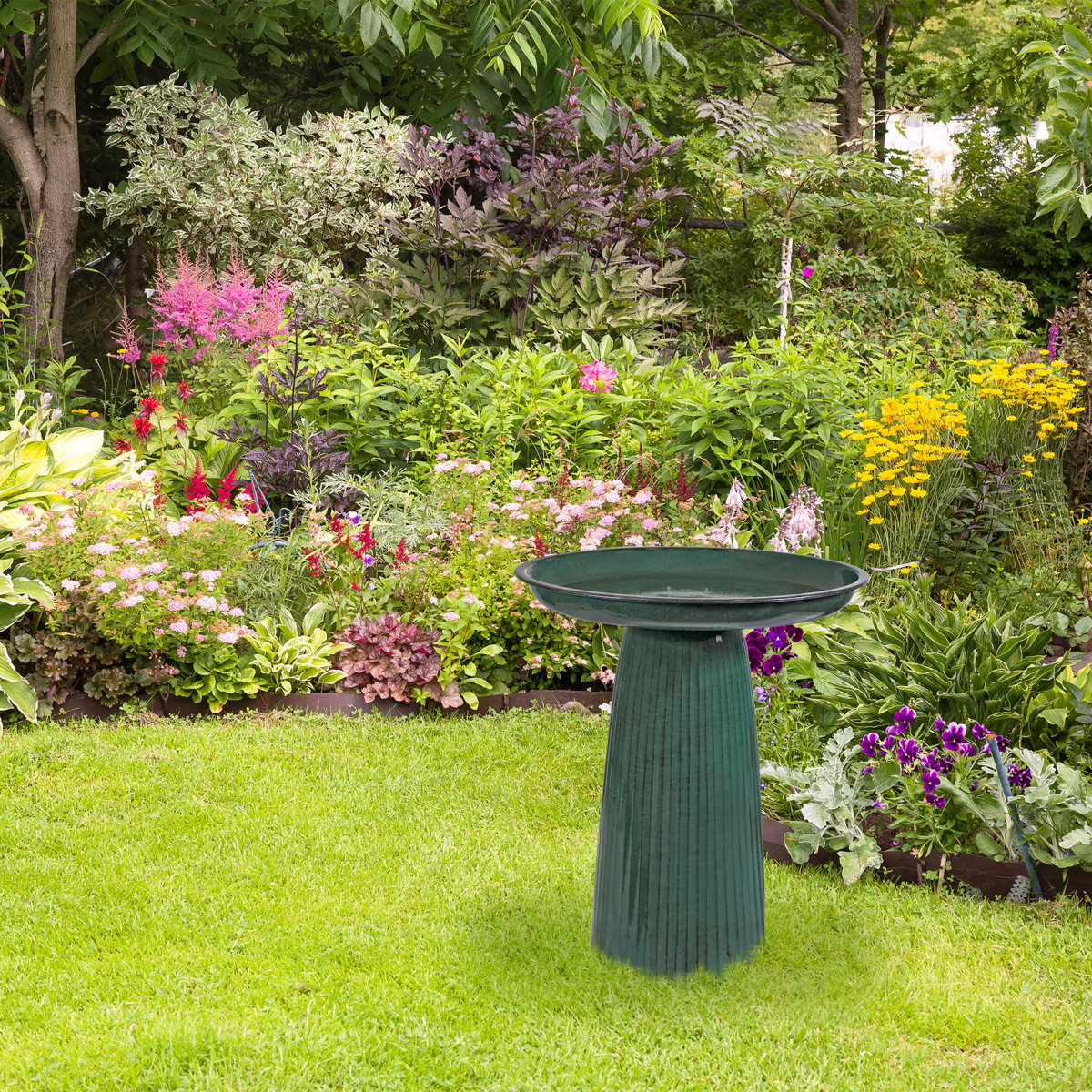 Wade Logan® Brytnee Gleeful Garden Freestanding Metal Outdoor Bird Bath ...