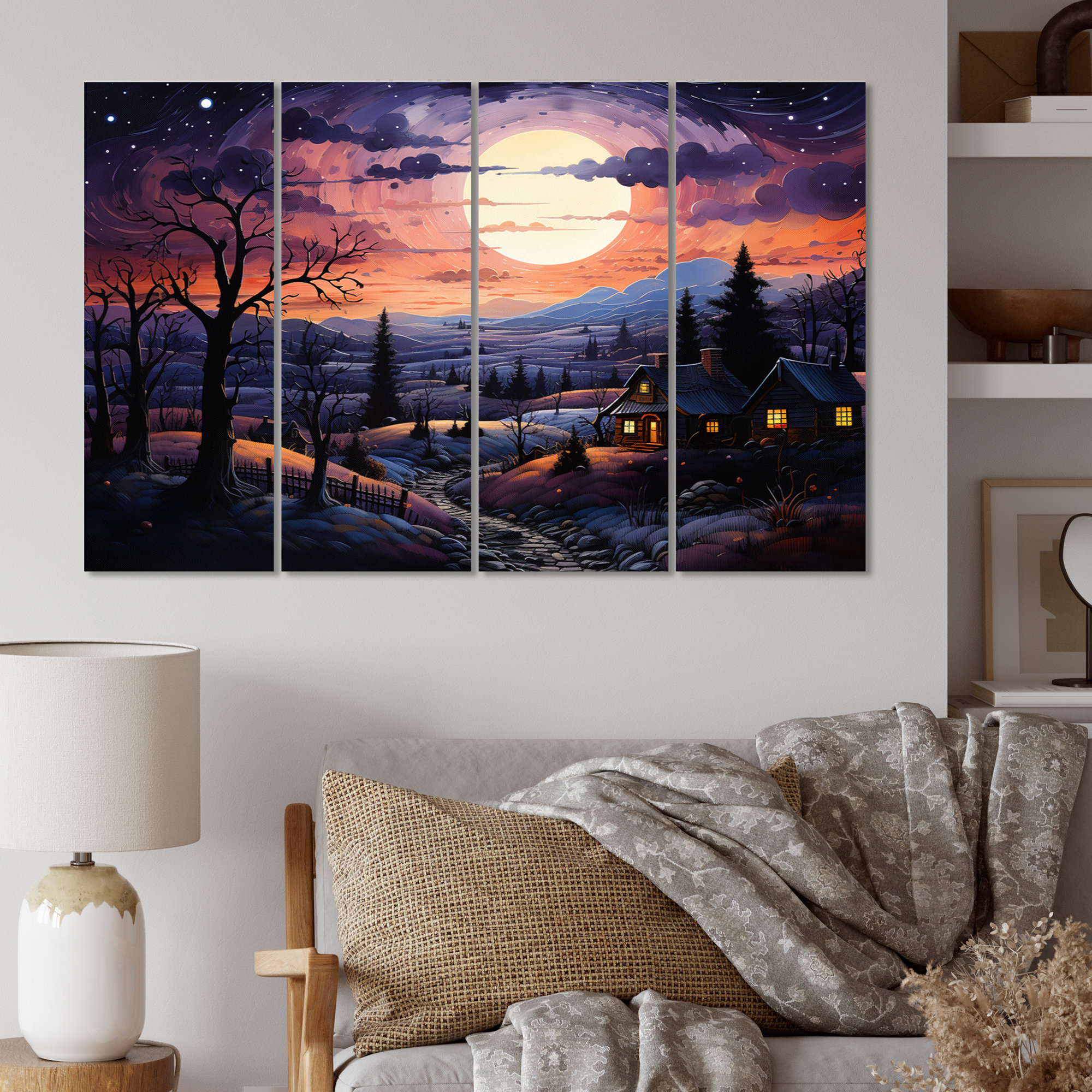 Design Art Countryside Nightfall Patchwork Landscape I - Landscapes ...