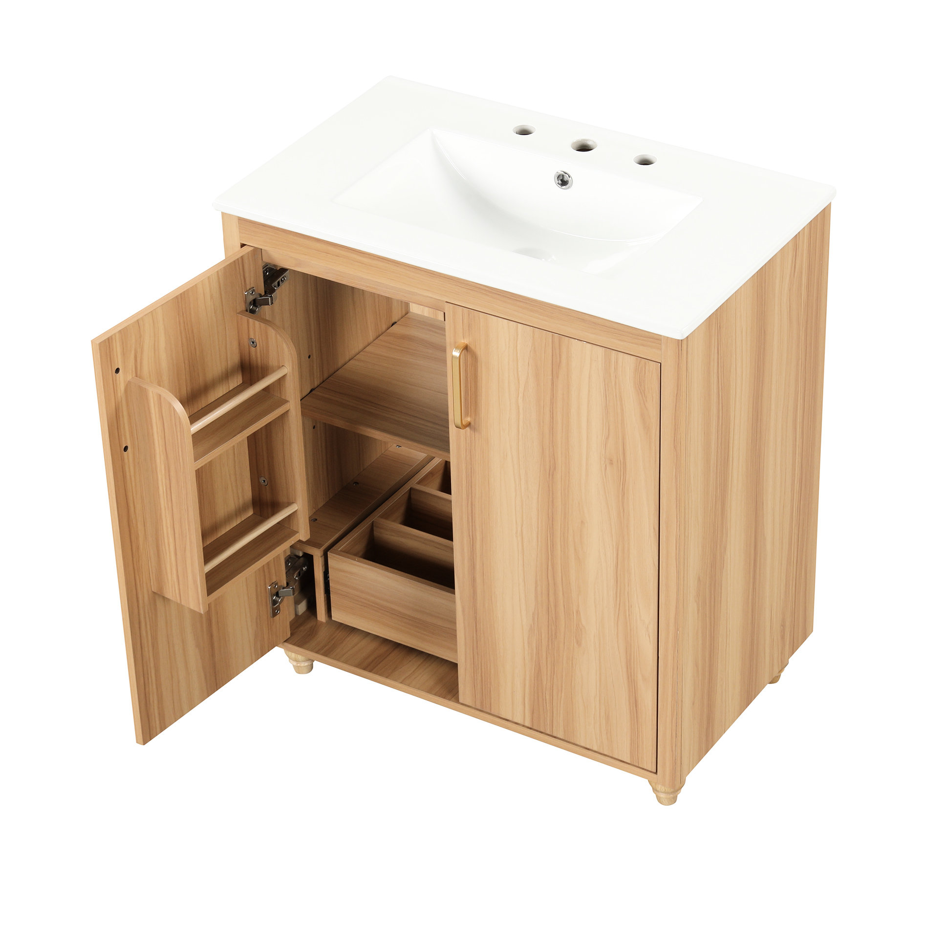 Latitude Run® 30" Bathroom Vanity With Ceramic Sink, Natural Ambience ...