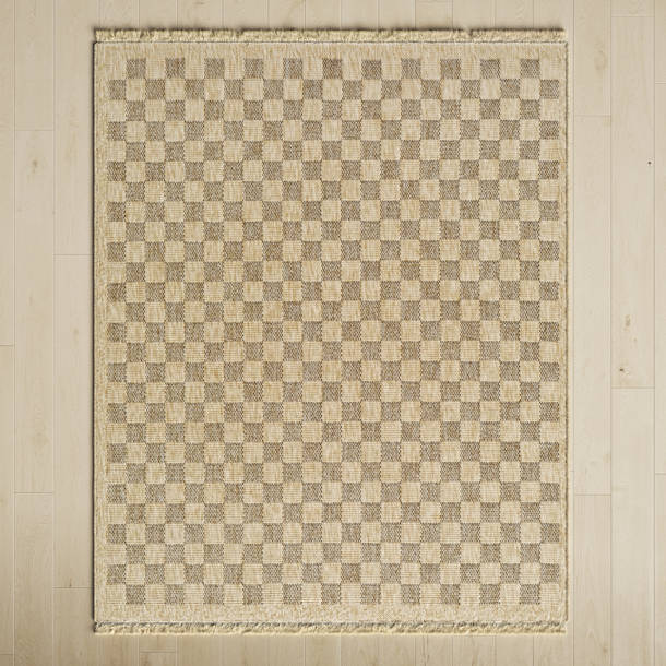 Joss & Main Tali Flatweave Natural Fibers Checkered Rug & Reviews | Wayfair