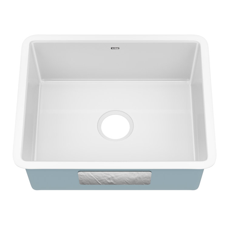 Kraus Undermount Porcelain Enameled Steel Single Bowl Kitchen Sink in ...