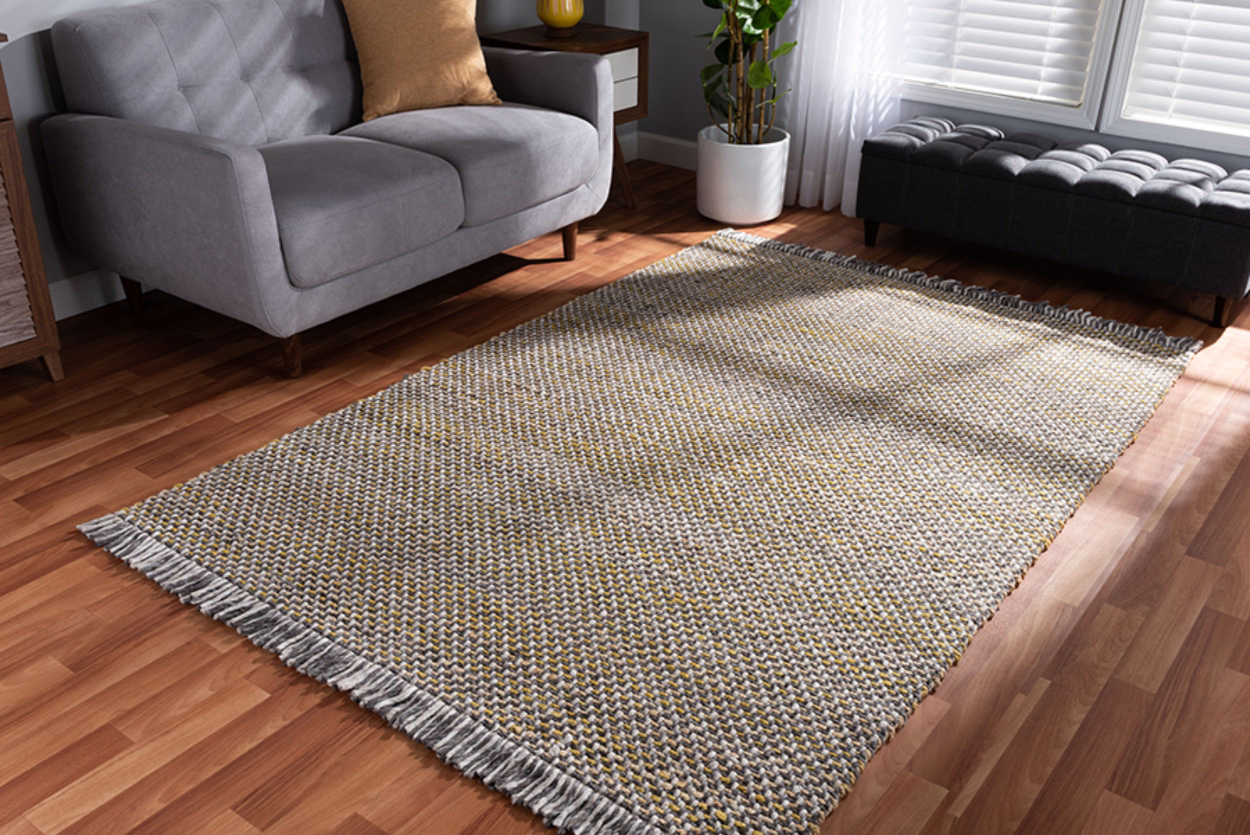 Bayou Breeze West Newbury Handwoven Yellow/Gray Area Rug | Wayfair