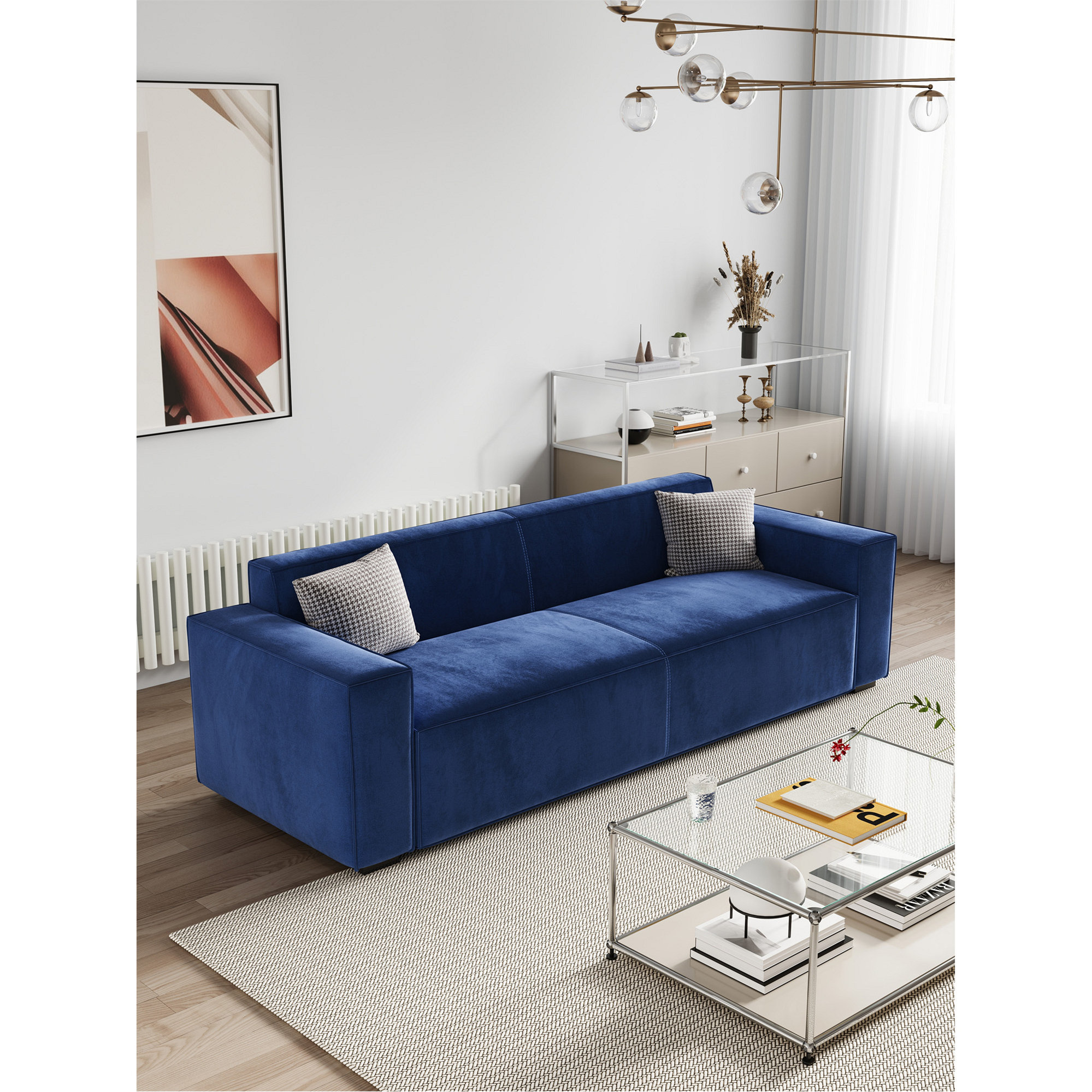 Mercer41 88.6" Modern Sofas Couches For Living Room,3 Seater Loveseat ...