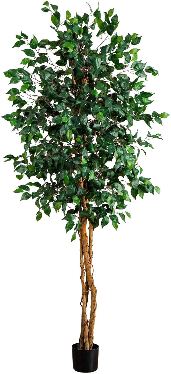 Corrigan Studio 74-Inch Triple Trunk Artificial Ficus Tree with Natural ...