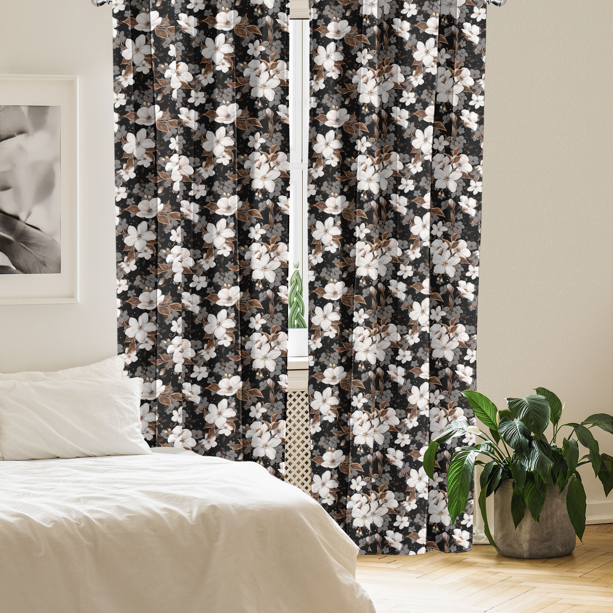 East Urban Home Spring Curtains Flowers of the Night Print Pair of ...