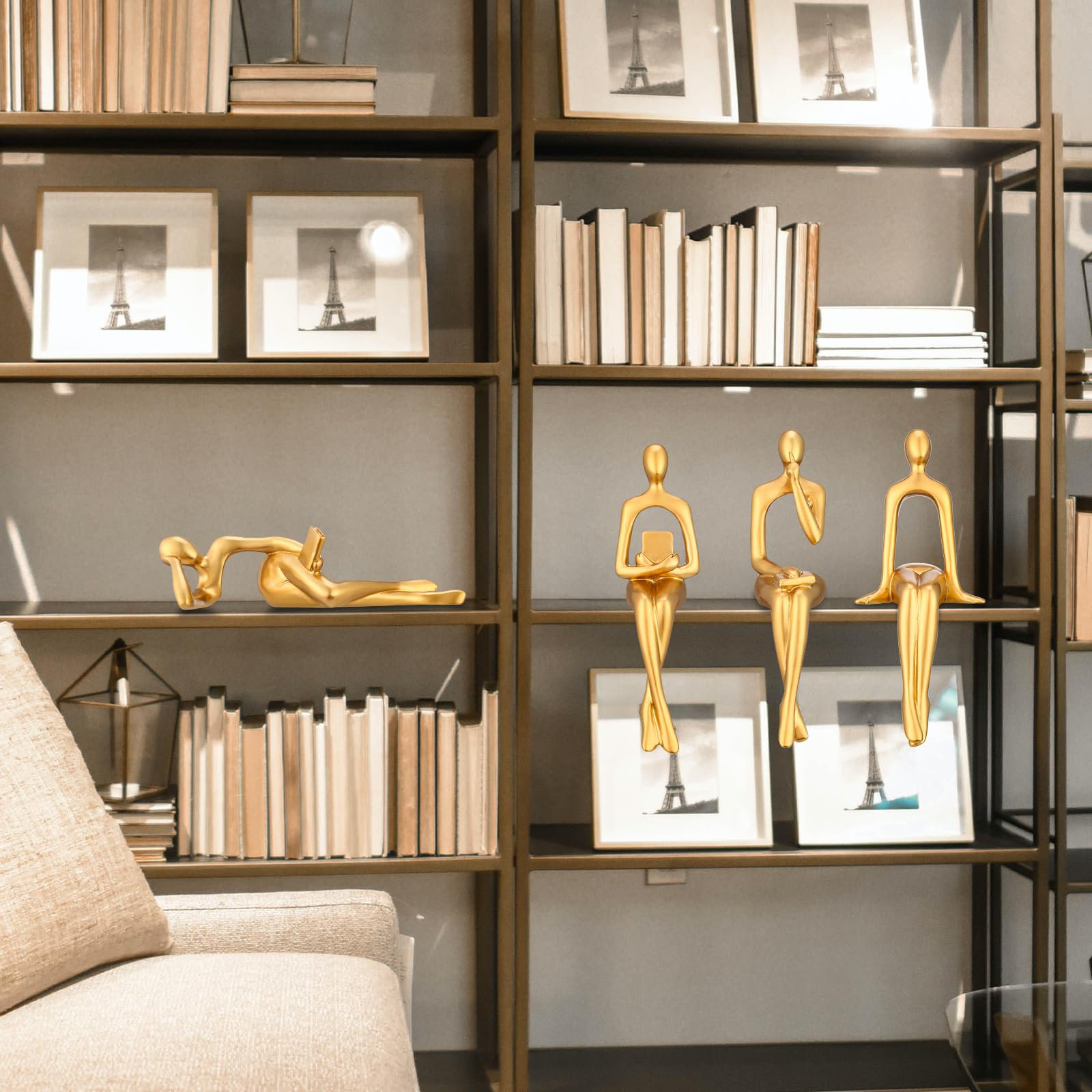Mercer41 Bookshelf Decor Gold Thinker Statue Figurines Set Of 4 ...