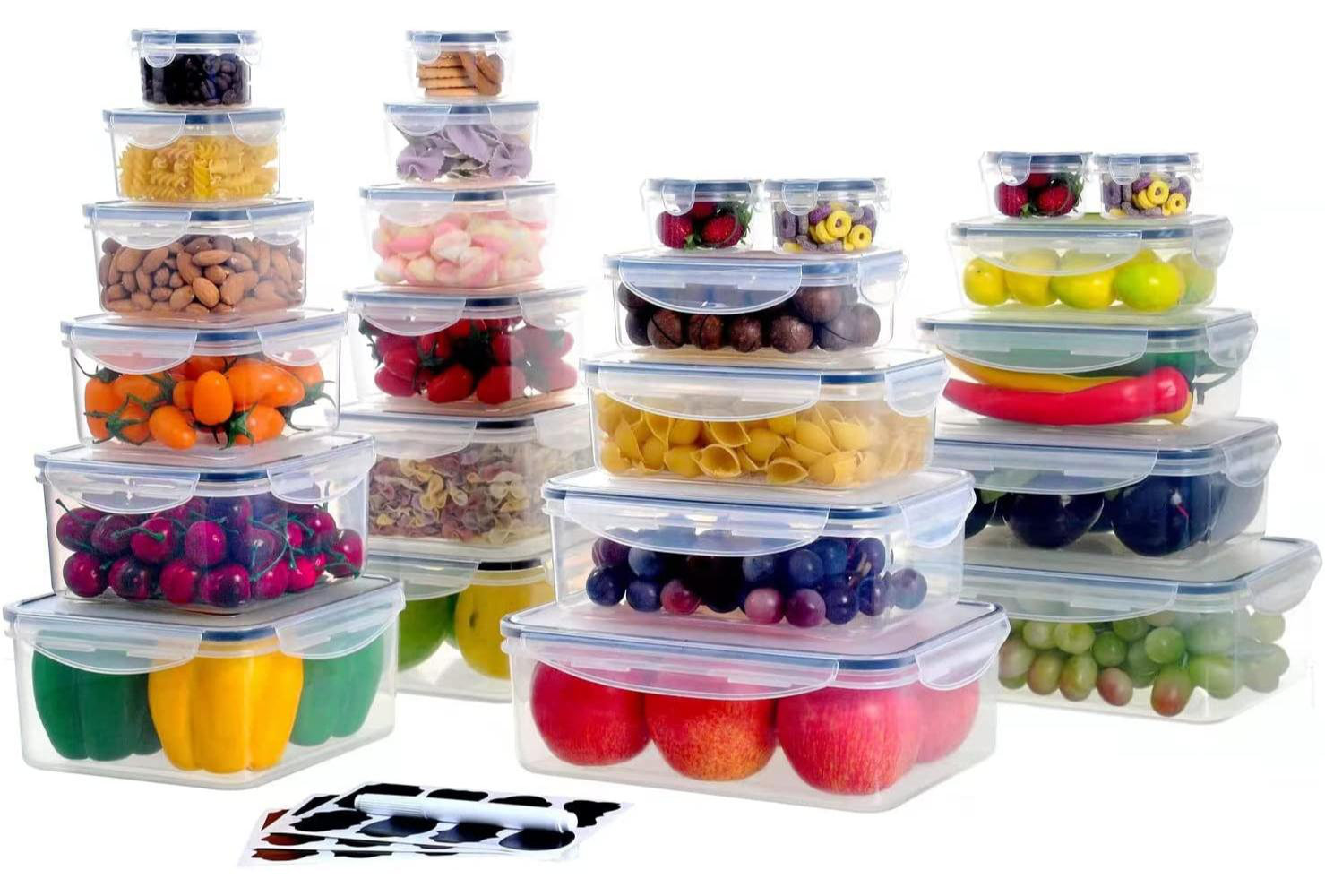ColorLife 48 PCS Larger Food Storage Containers, 2.7 ~ 85 OZ (24 ...