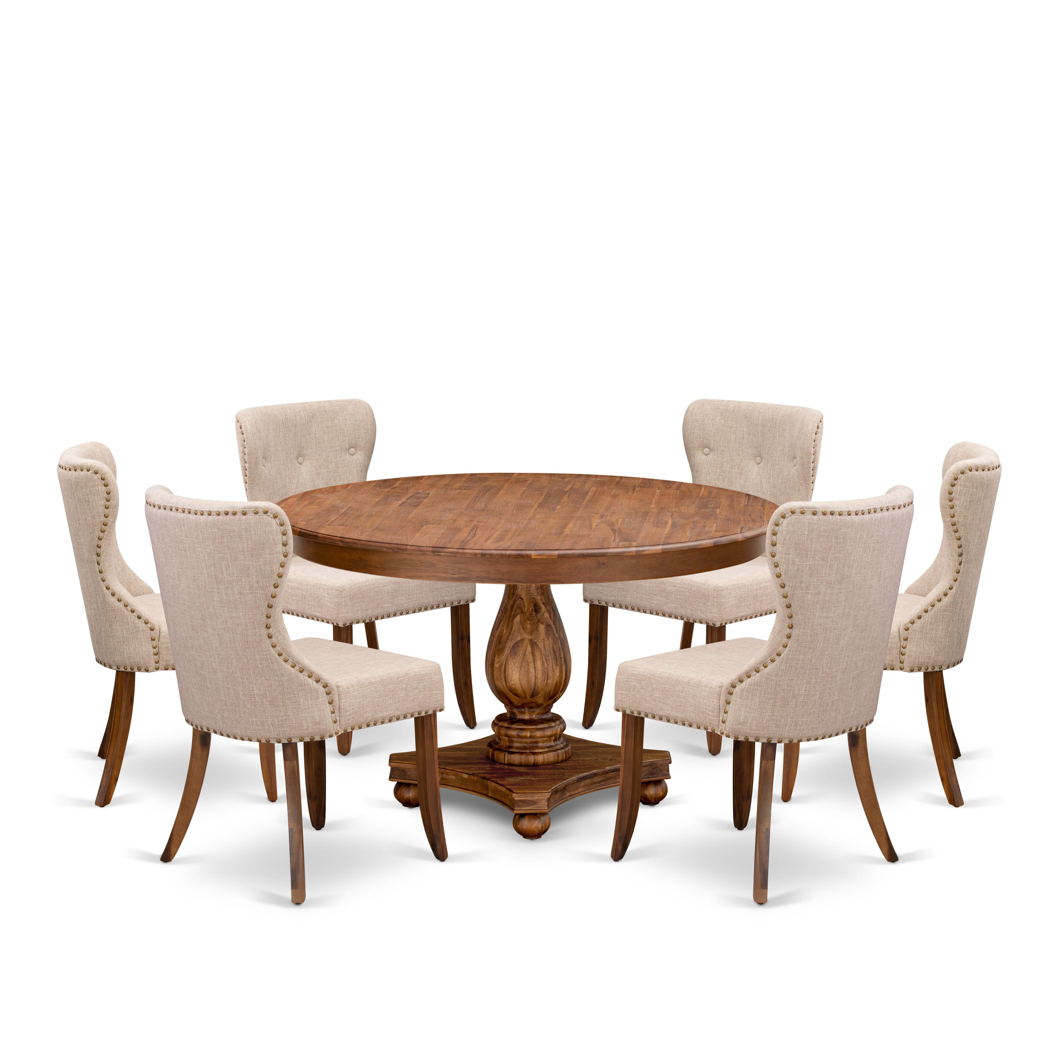 Wildon Home® 7-Pc Dining Table Set consists of a Pedestal Table and 6 ...
