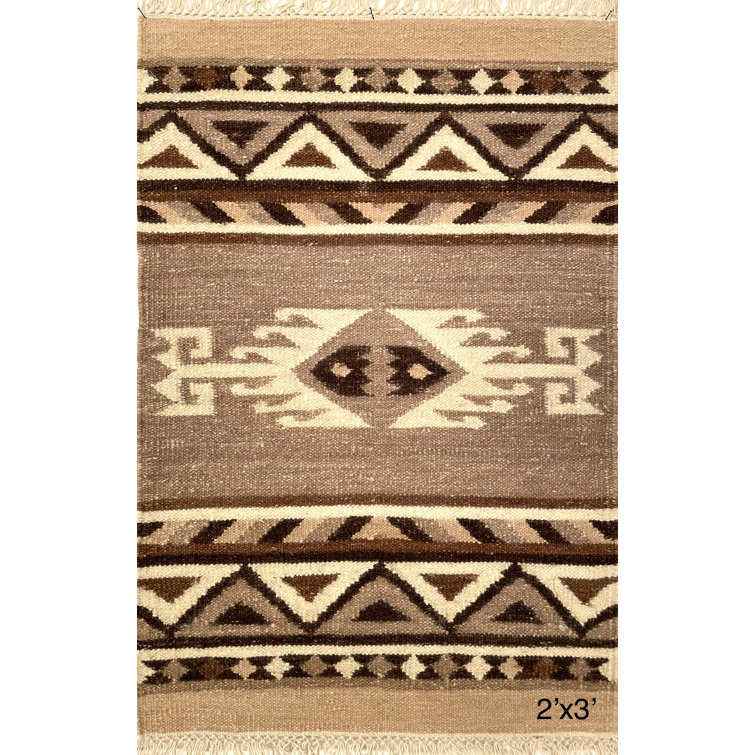 Union Rustic Perrigo Southwestern Handmade Flatweave Wool Area Rug in ...