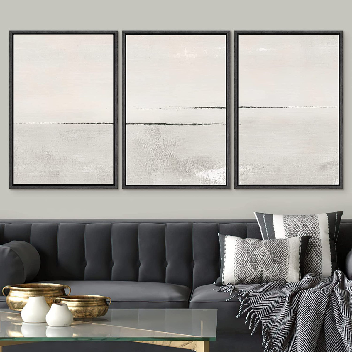 SIGNLEADER Modern Large Duotone Pastel Minimalist Landscape Subtle Wall ...