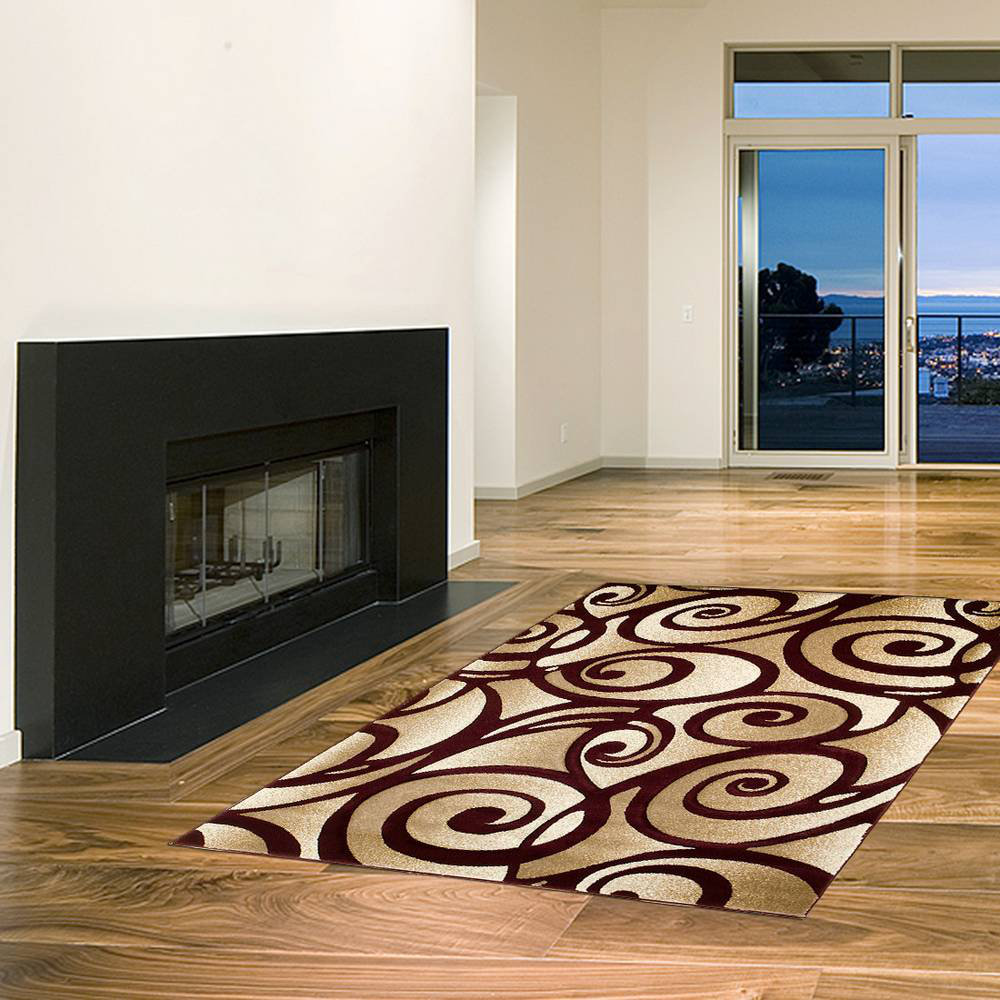George Oliver Minnich Abstract Burgundy/Beige Area Rug & Reviews | Wayfair