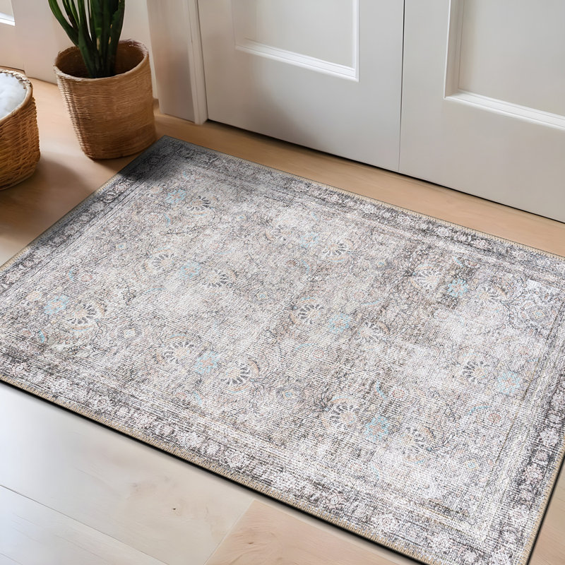 Trent Austin Design® Griffey Machine Washable Ivory/Gray Non-Slip ...