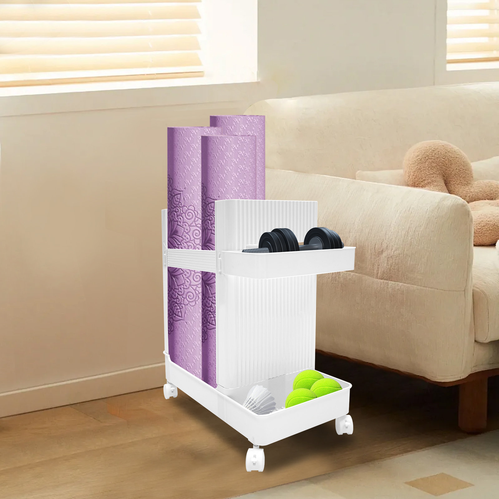 Wrought Studio™ Lahja 19.7'' W Plastic Storage Rack with Wheels | Wayfair