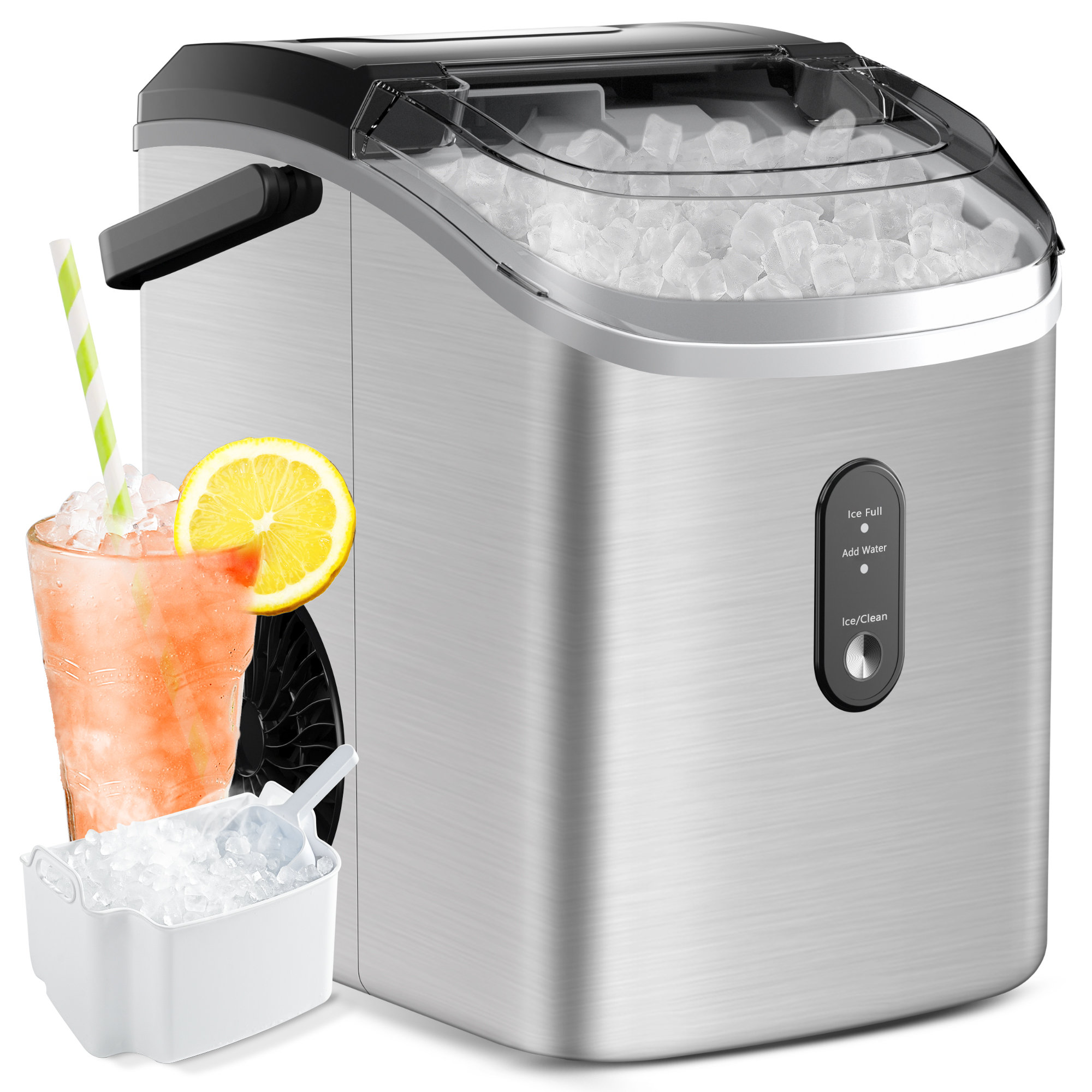 Simzlife 34 Lb. Daily Production Nugget Clear Ice Portable Ice Maker ...