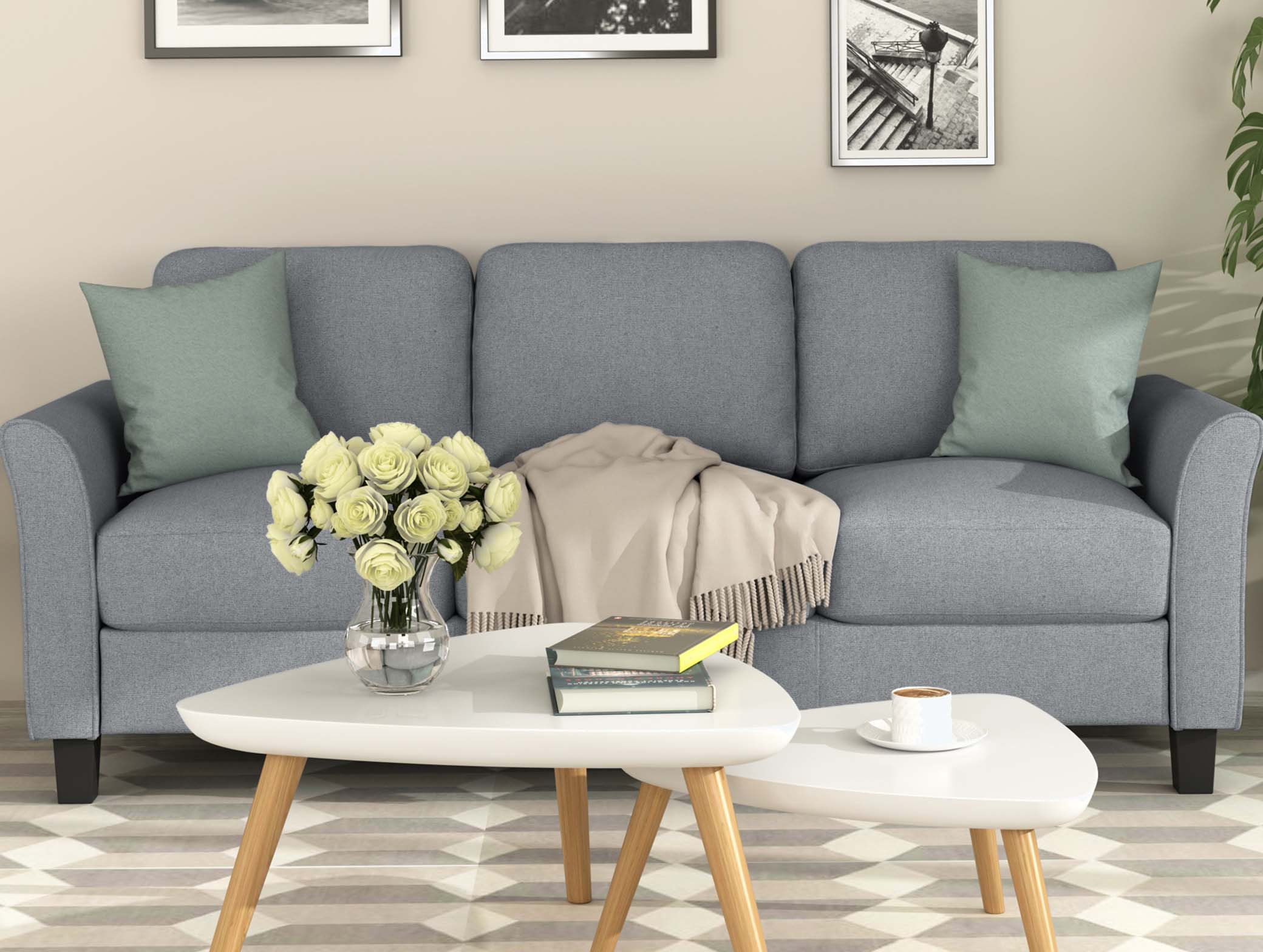 Mercer41 3-Seat Sofa Living Room Linen Fabric Sofa - Wayfair Canada