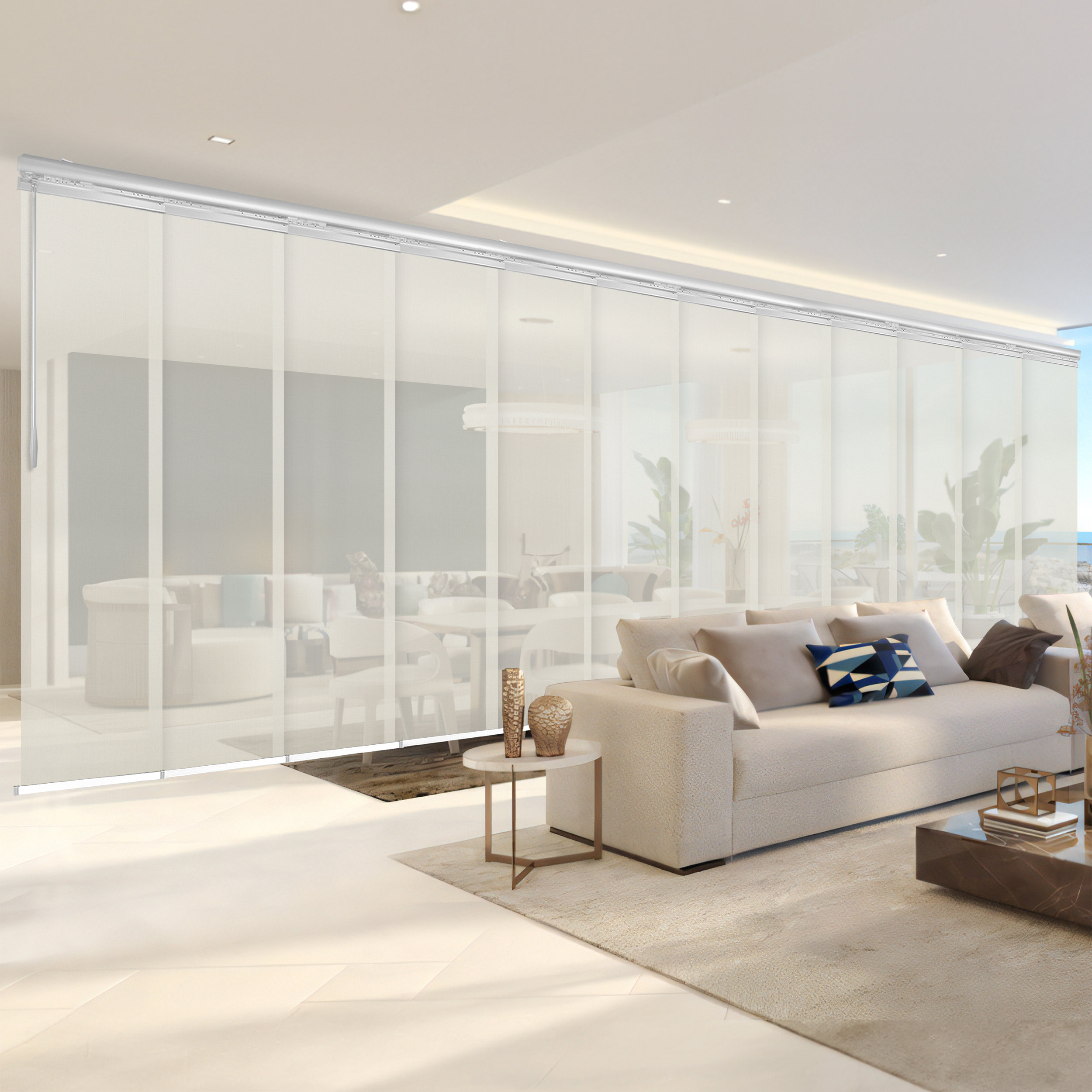 Rod Desyne Dappled Ash 12-Panel Double Rail White Panel Track ...