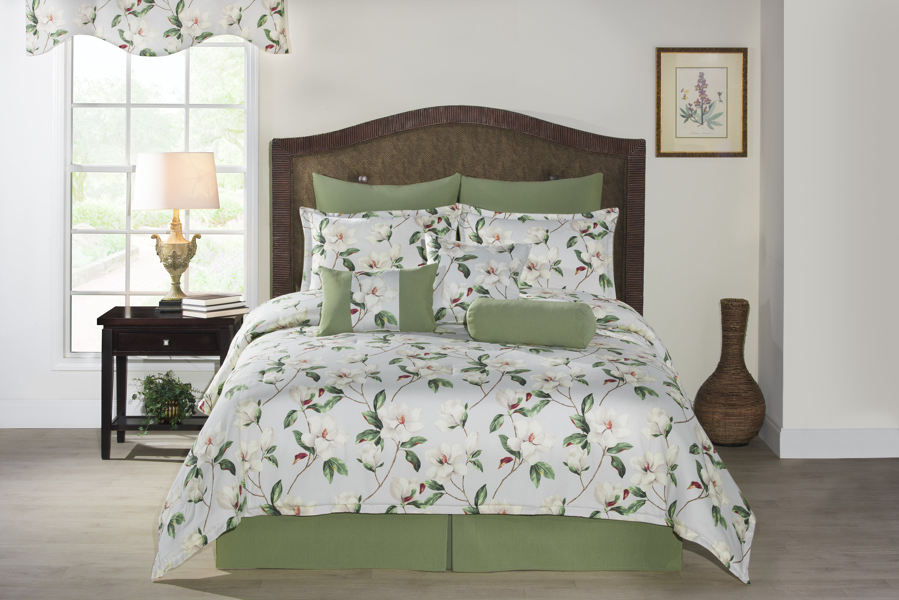 Victor Mill Magnolia Lane Green 100% Cotton 3 Piece Comforter Set | Wayfair