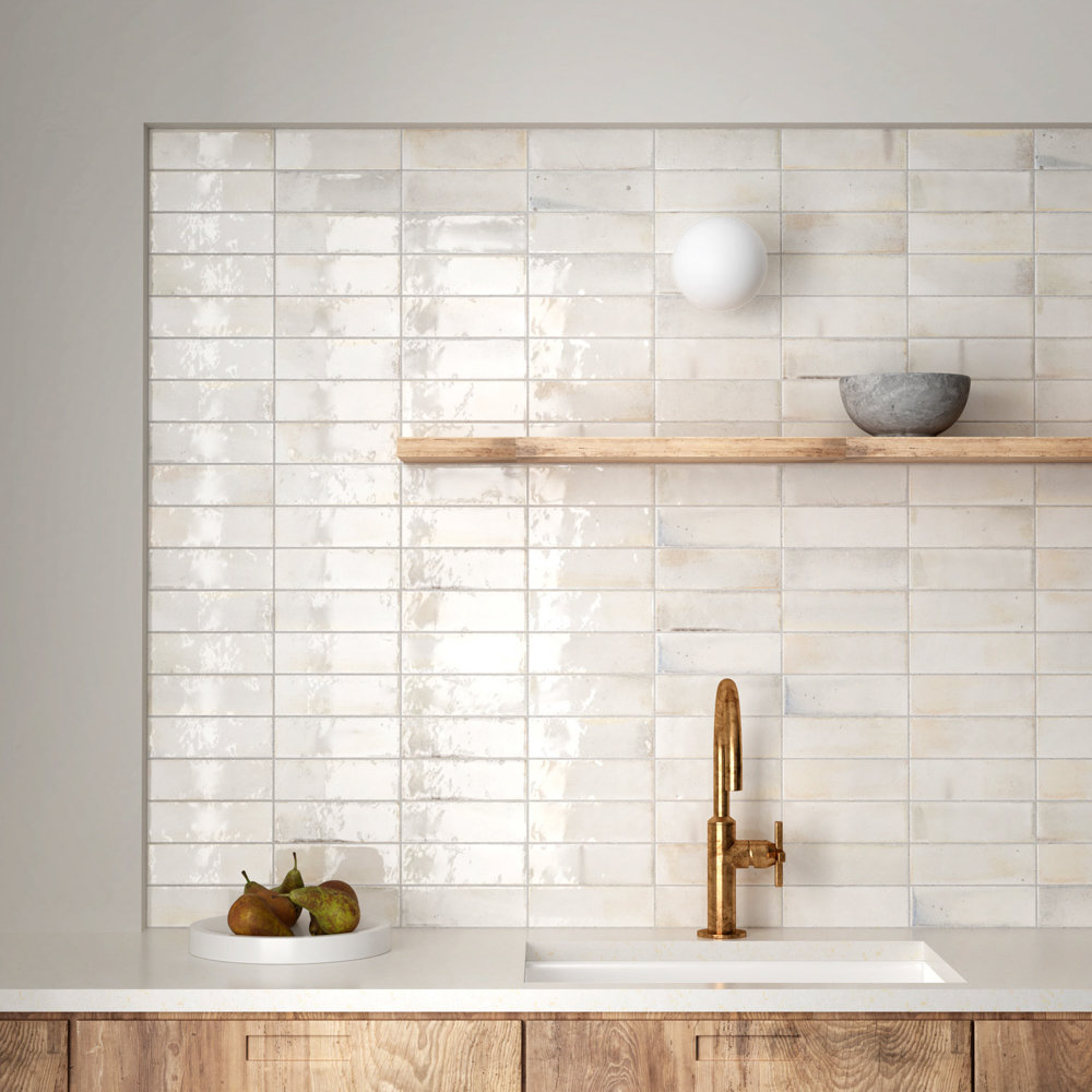 Andova Alga 2.5-in. x 8-in. Stone Look Glossy Ceramic Subway Wall Tile ...