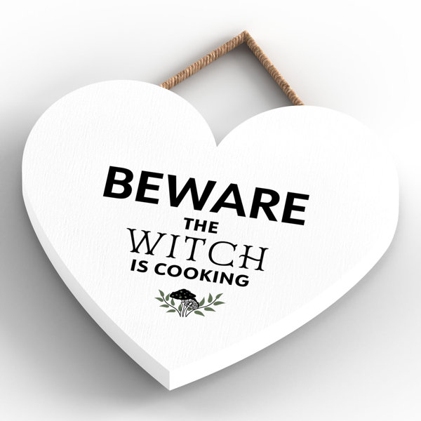 The Seasonal Aisle Beware the Witch Is Cooking Wooden Heart Plaque ...