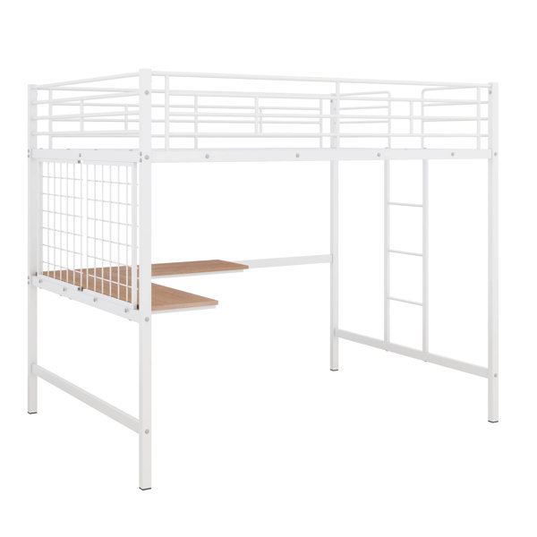 Mason & Marbles Gadar Metal Loft Bed With Desk And Metal Grid | Wayfair