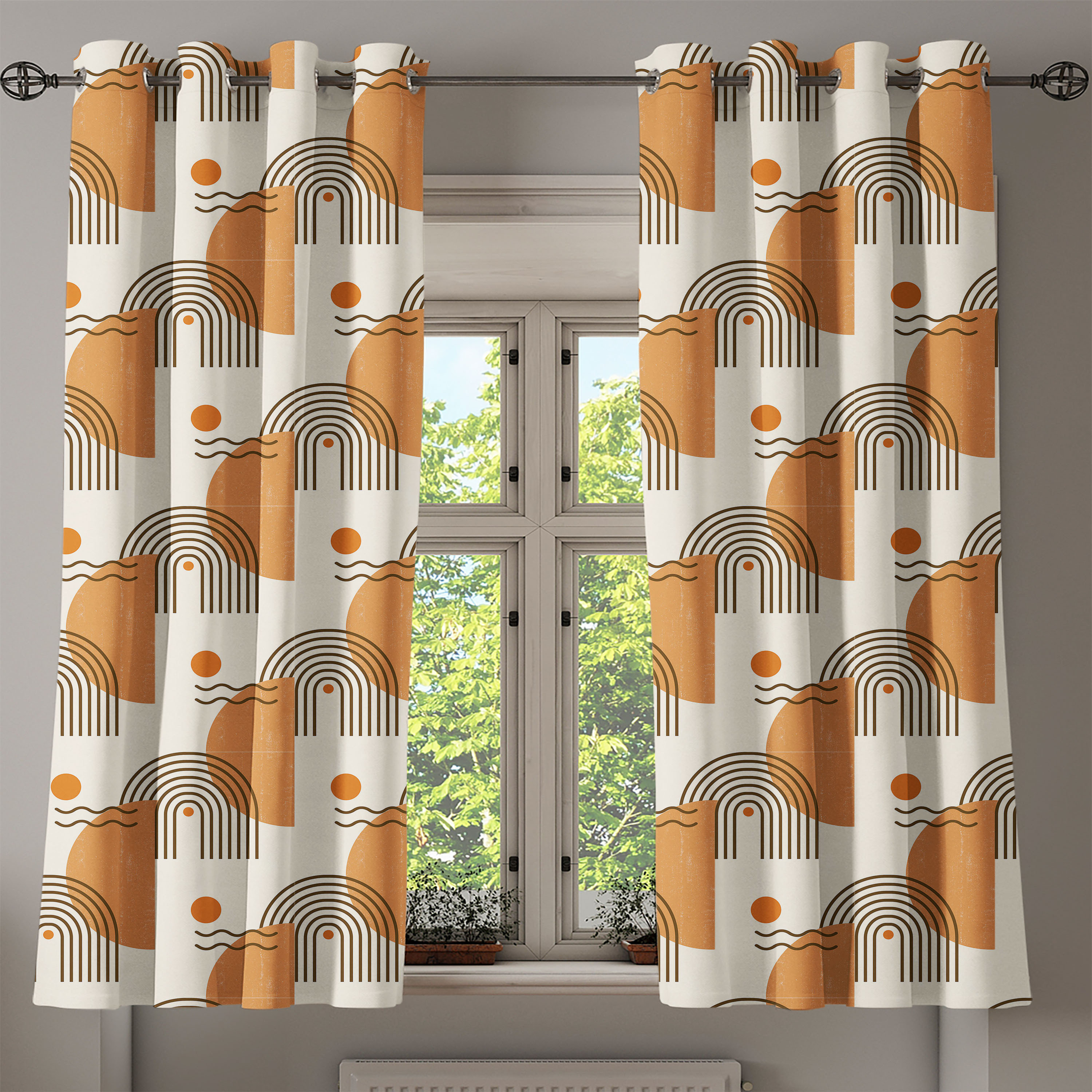 Dakota Fields Geometric Grommet Curtain Linear Pattern Print Art 50" x ...