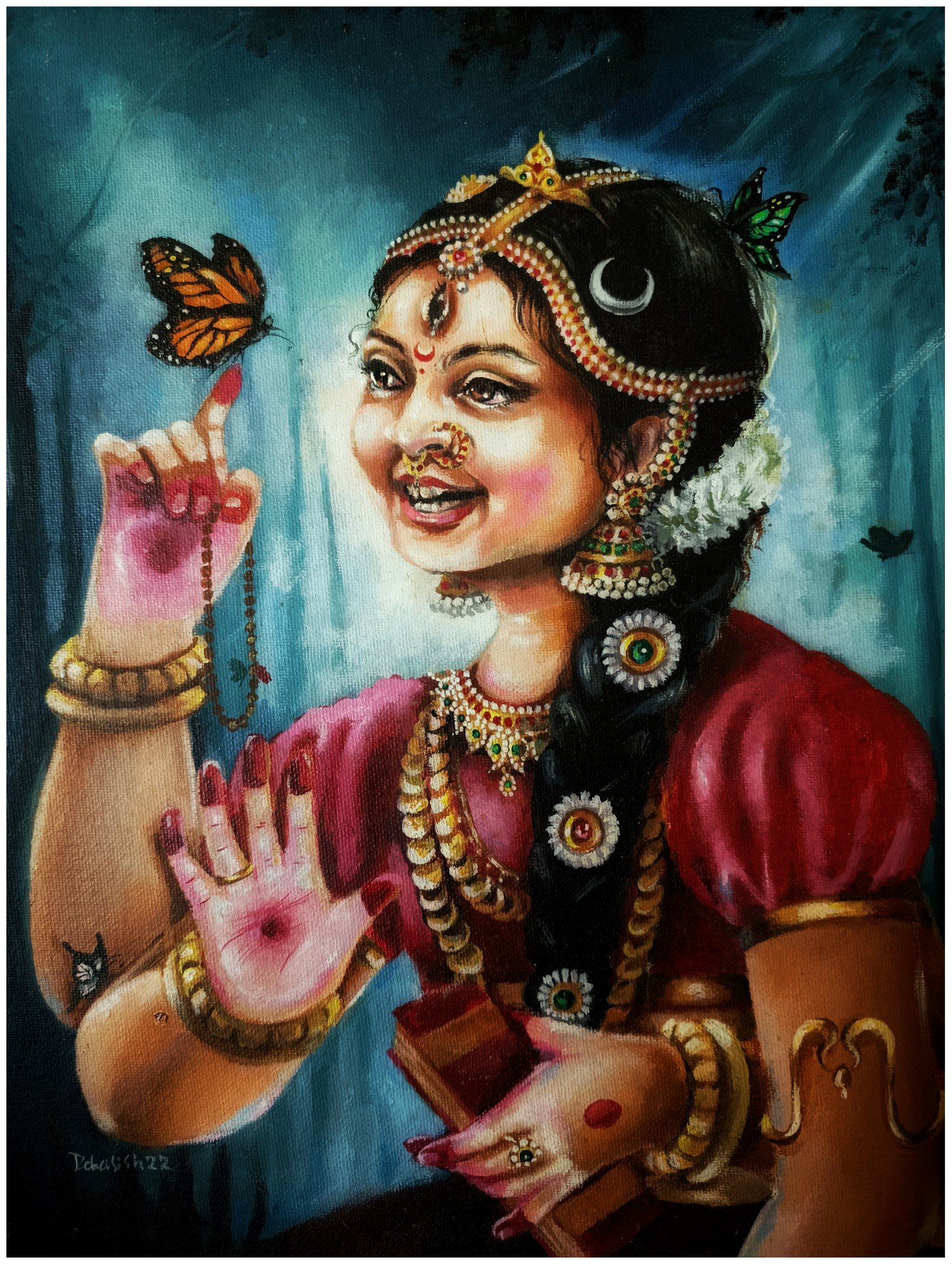 Exotic India Bala Tripura Sundari | Oil On Canvas | By Debasish ...
