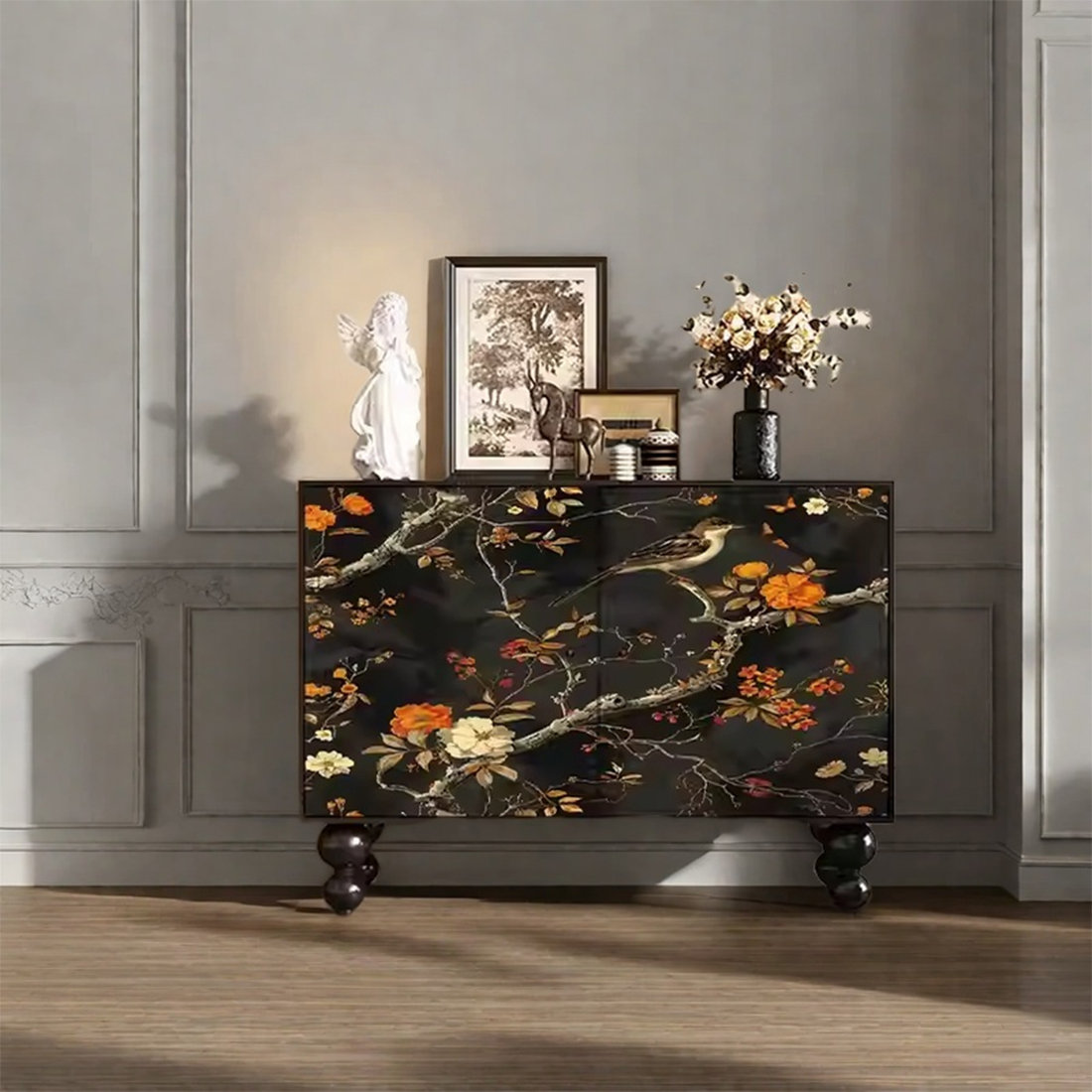 interanest Spacious Walnut Wood Storage Cabinet with Wide Top | Wayfair