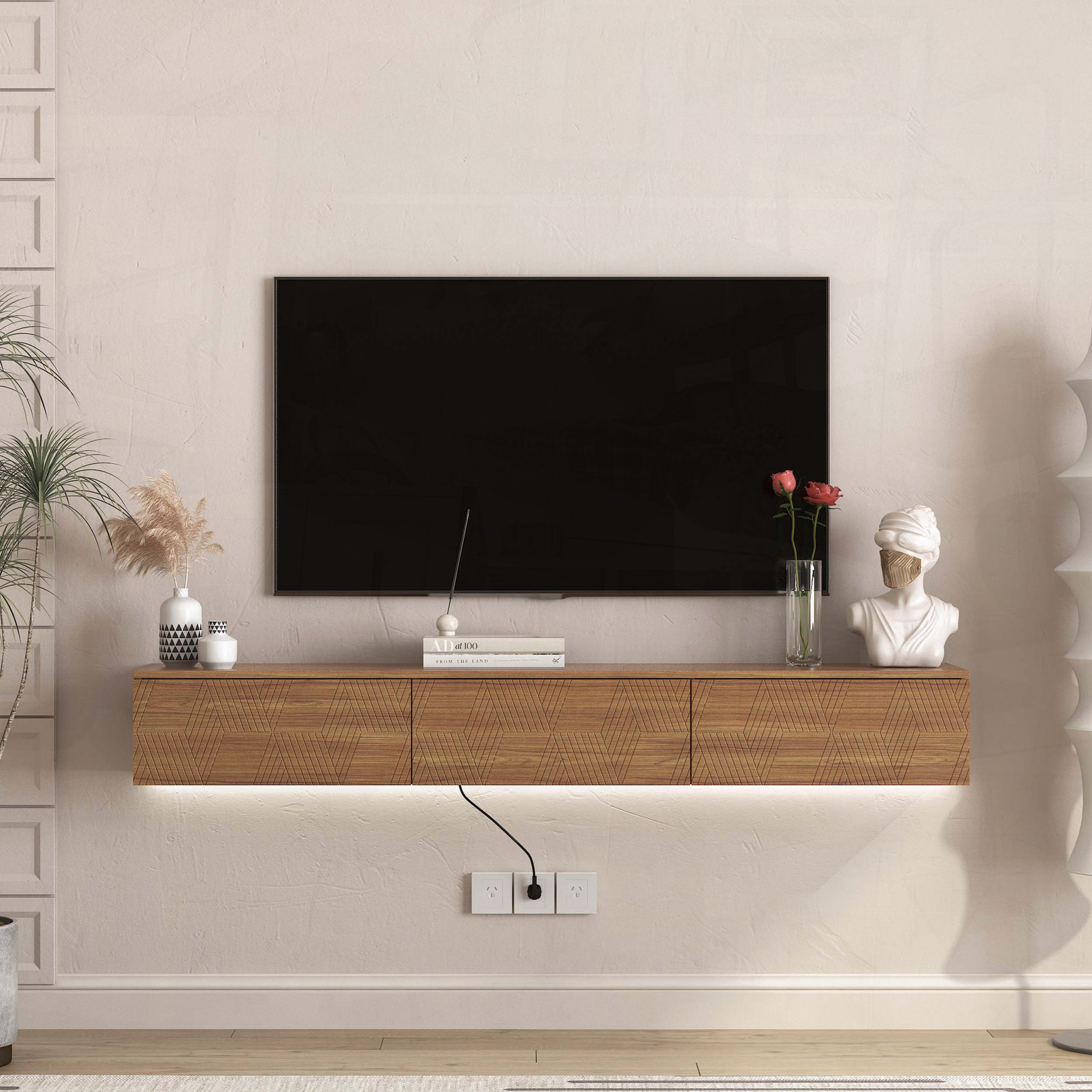 George Oliver Floating Wall Mounted TV Stand with LED Lights | Wayfair