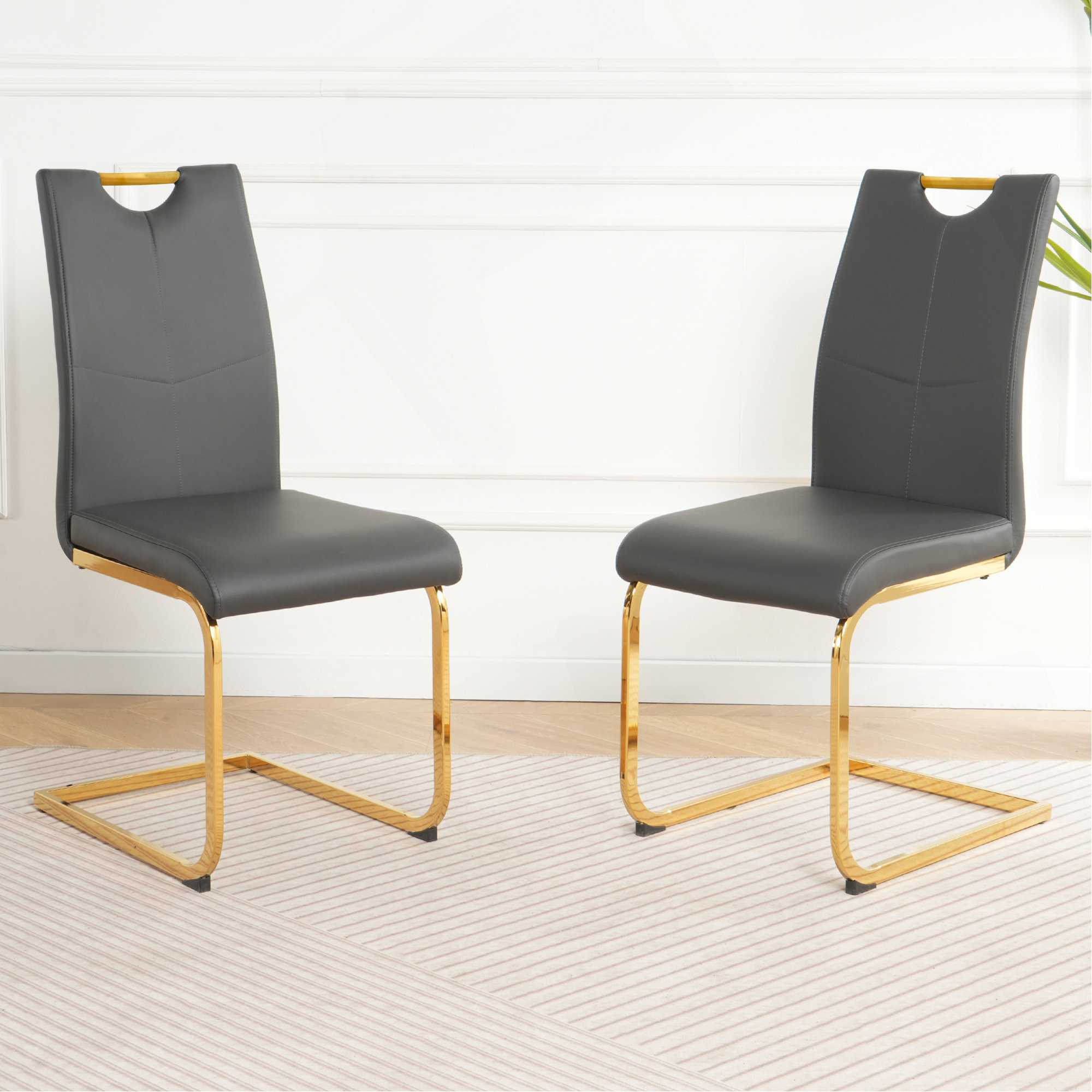 Latitude Run® Modern Charcoal PU Dining Chair Living Room Chair ...