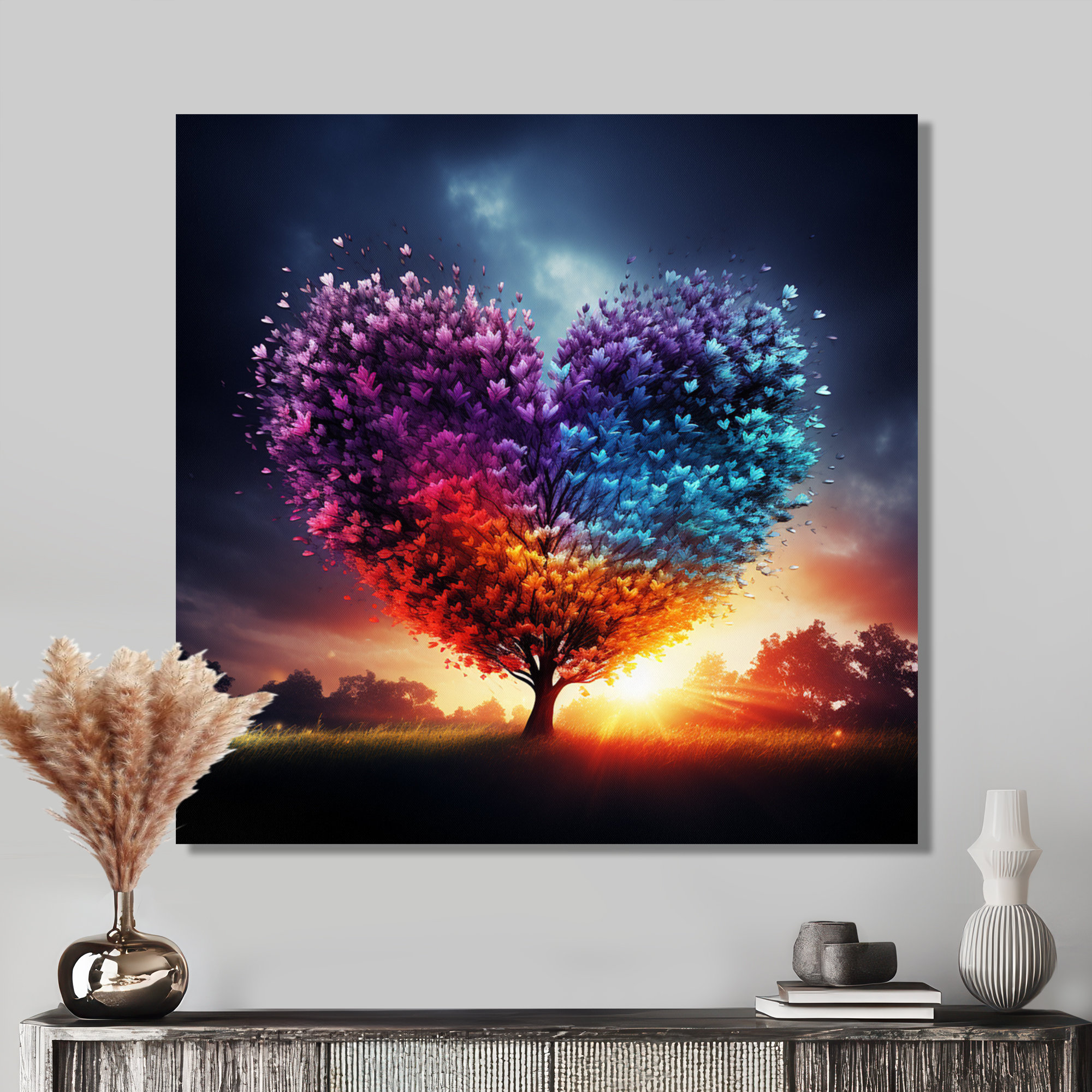 Winston Porter Blossoming Tree Heart Glorious Sunset - Tree Wall Art ...
