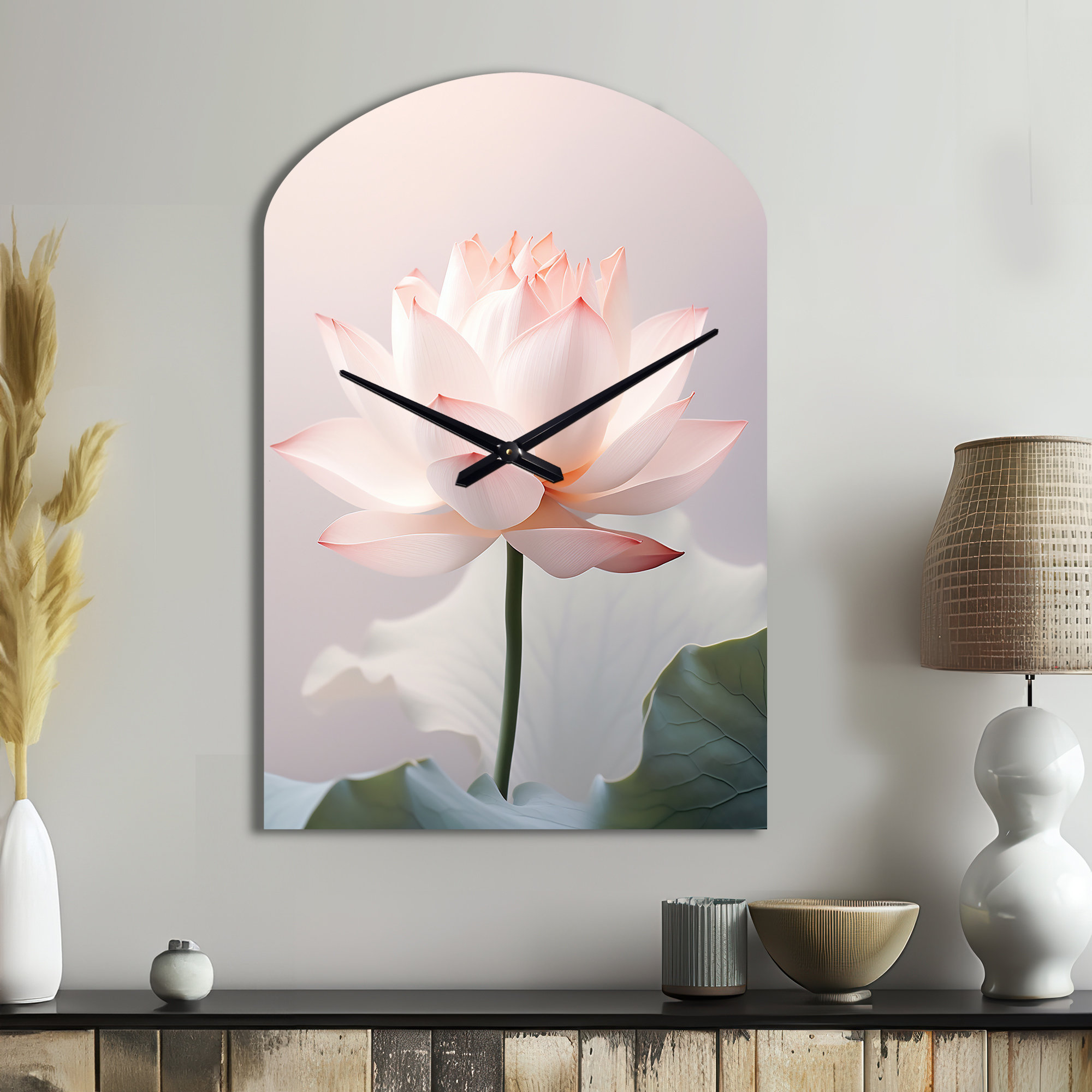 Design Art Hinduism Art Lotus Serenity - Hinduism Arch Metal Clock ...
