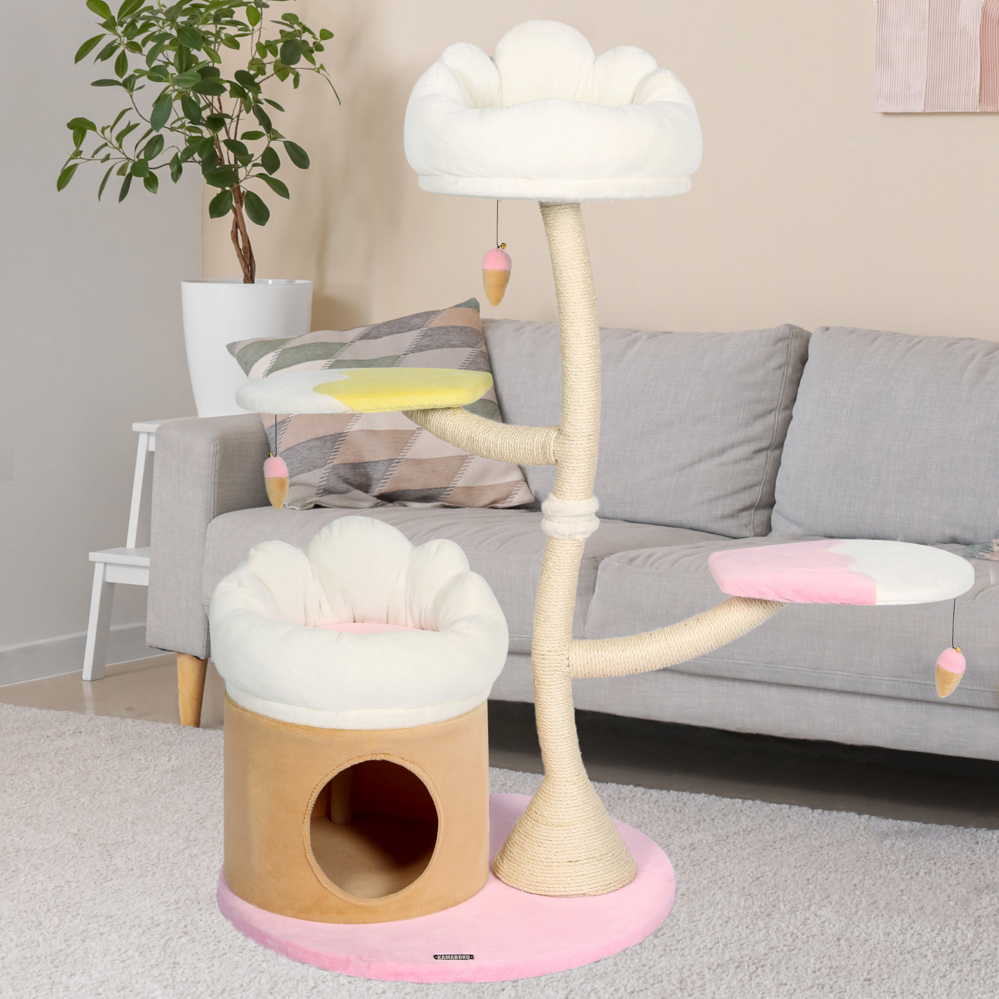 Tucker Murphy Pet™ 52.4'' H Ellanore Colorful Flower Cat Tree, Cat ...