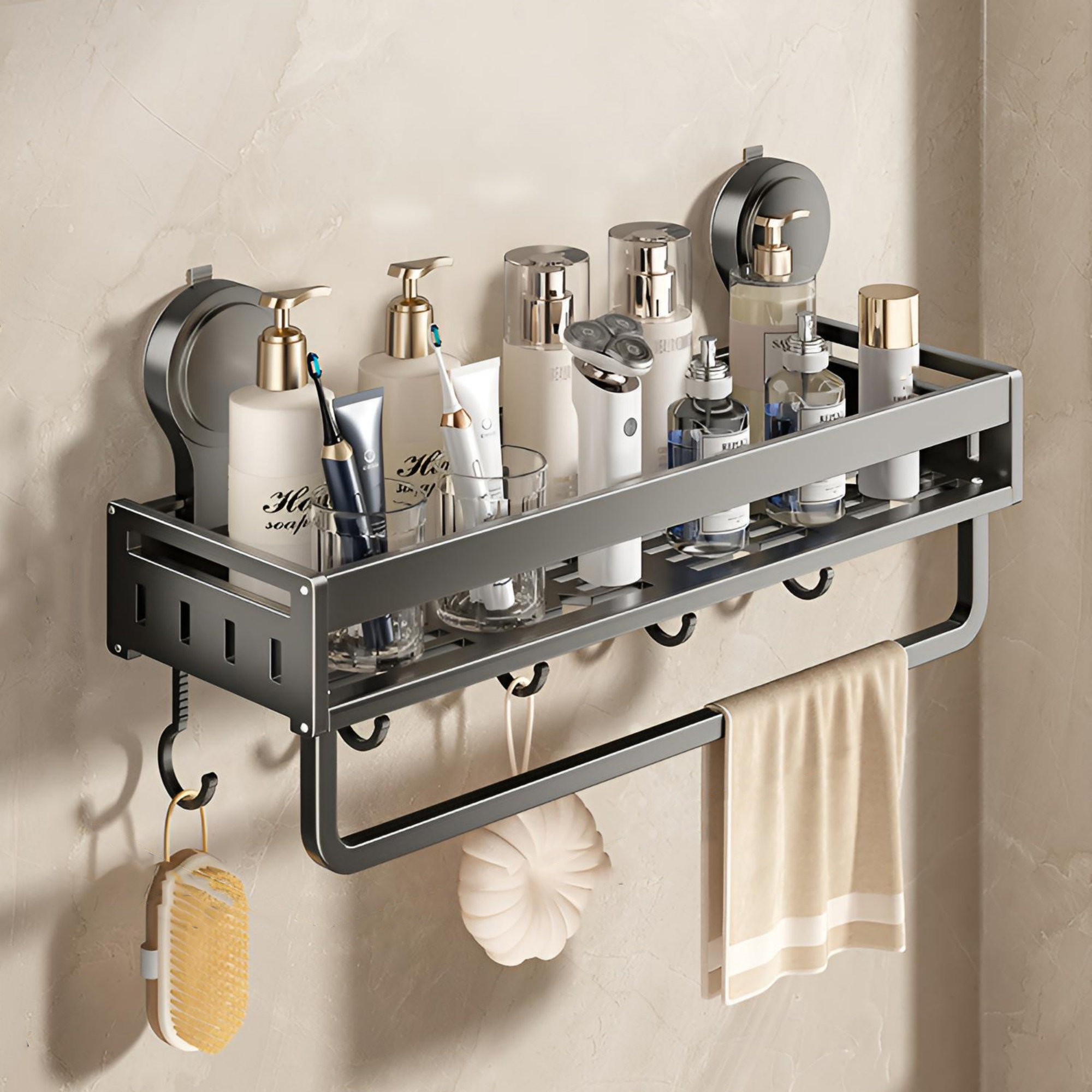 Latitude Run® Strong Suction Cup Storage Rack, Draining Bathroom ...