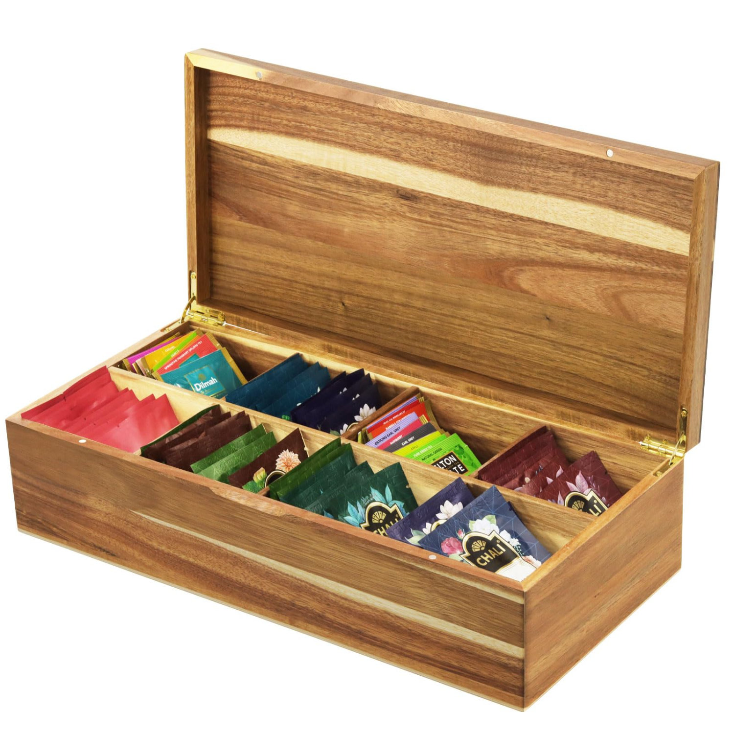 House of Hampton® Acacia Wooden Tea Bag Organizer,Tea Organizer And ...