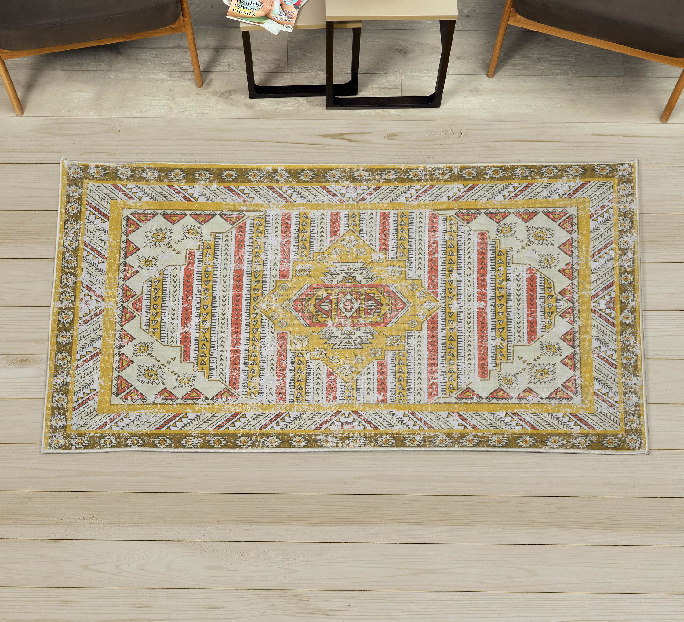 Union Rustic Ethnic Decorative Rug, Folkloric And Bohemian Artwork Of ...