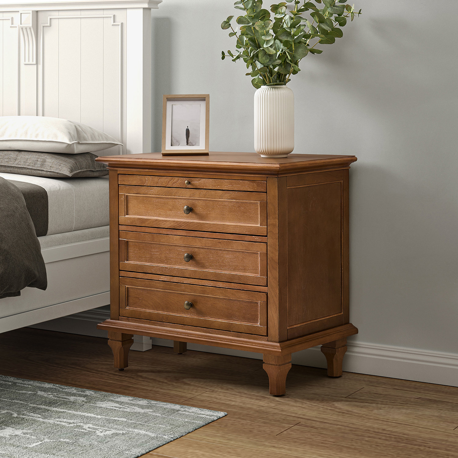 Lark Manor™ Arthelia 3-Drawers Nightstand with Built-in Charging ...