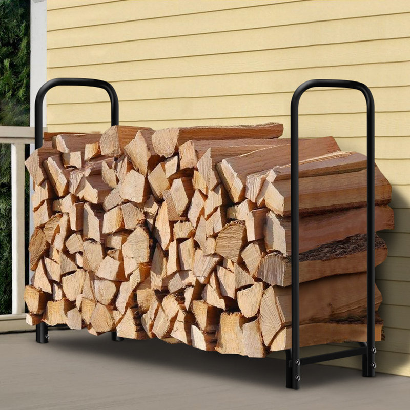 Arlmont & Co. Jepson 4ft Firewood Log Rack Outdoor Indoor Heavy Duty ...