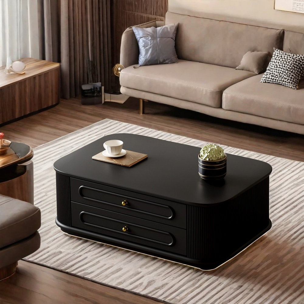 LIZIYE Round corner coffee table with large storage | Wayfair