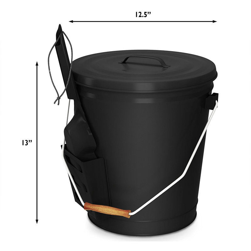 Symple Stuff Greg Ash Bucket - 4.75-Gallon Metal Bucket with Lid and ...