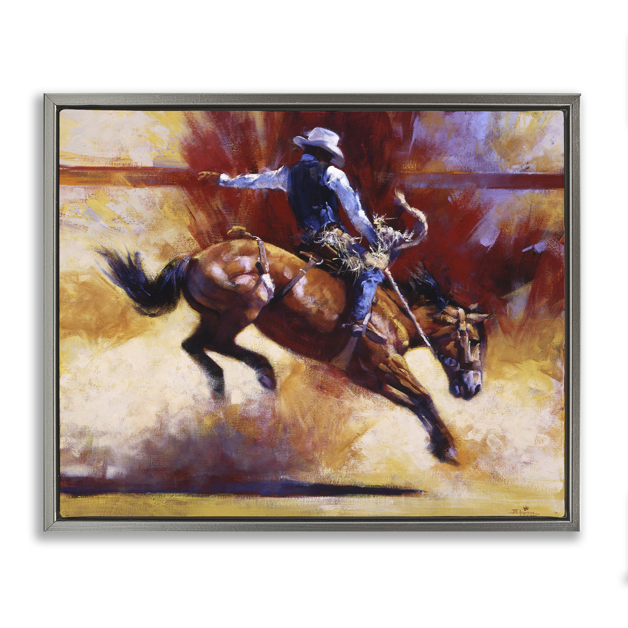 Ophelia & Co. Galloping Cowboy with Dust Cloud Framed Floater Canvas ...