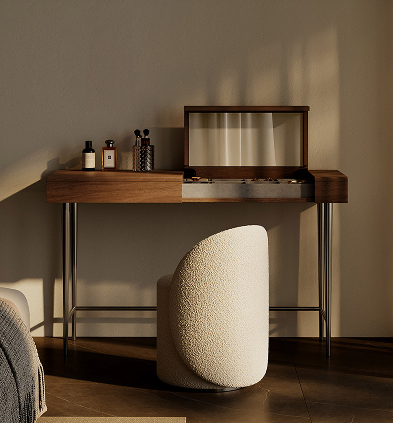 Hokku Designs Solid Wood Clamshell Minimalist High-End Makeup Table ...