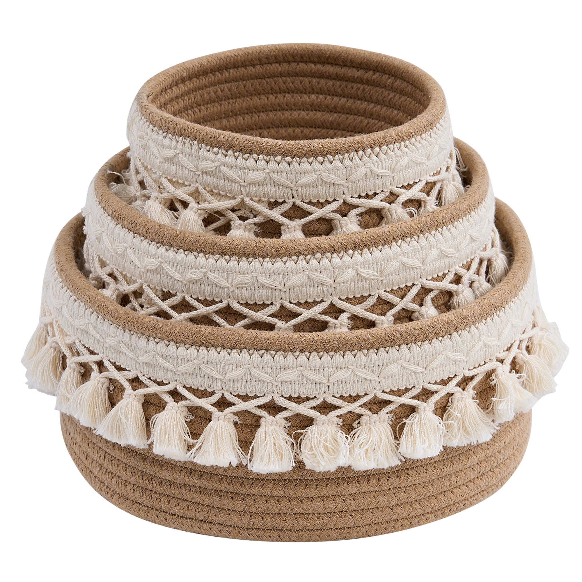 Dakota Fields 3 Pack Cotton Rope Baskets Bohemian Basket Organizing ...