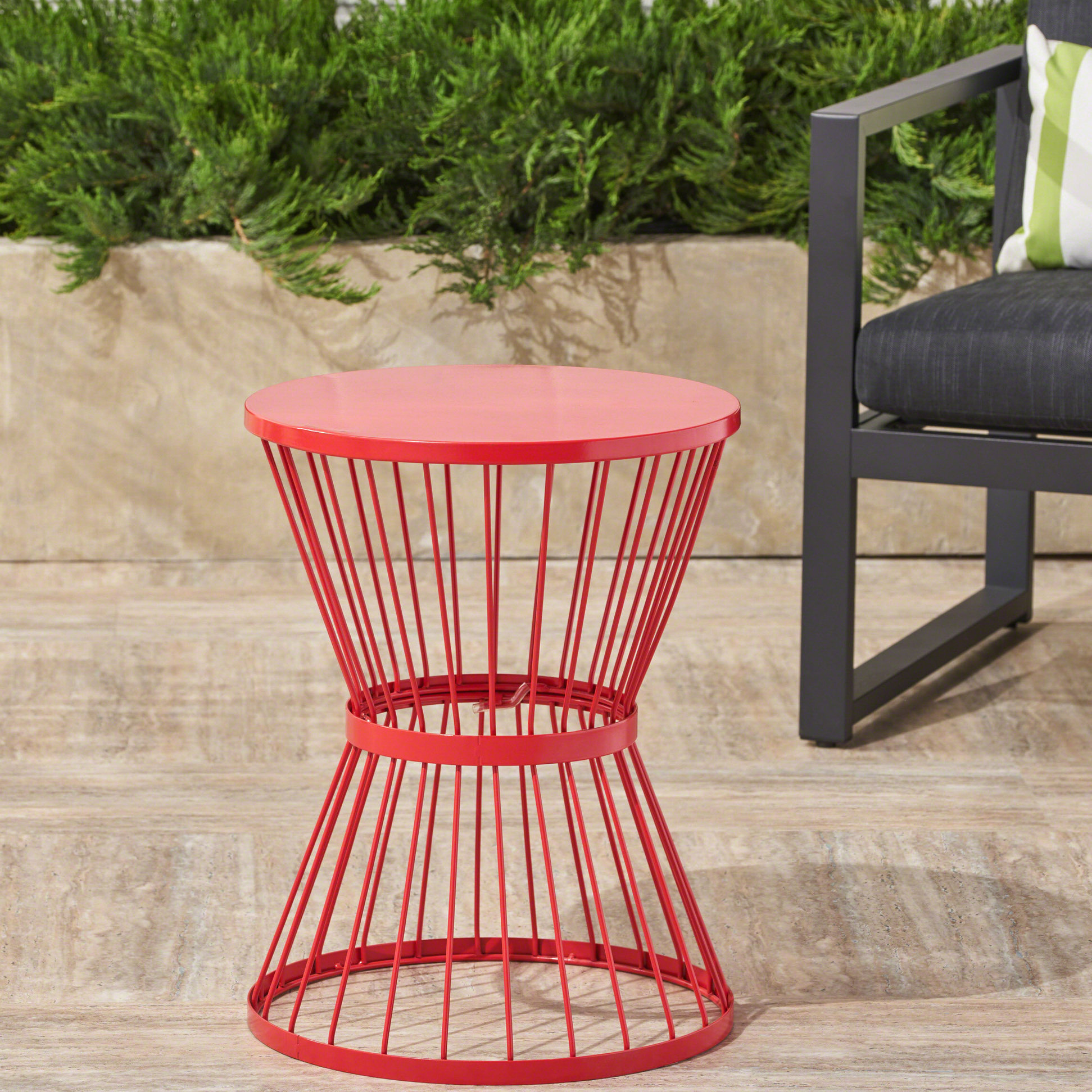 Latitude Run® Modern 16" Side Table In Red, With Sophisticated & Frame ...
