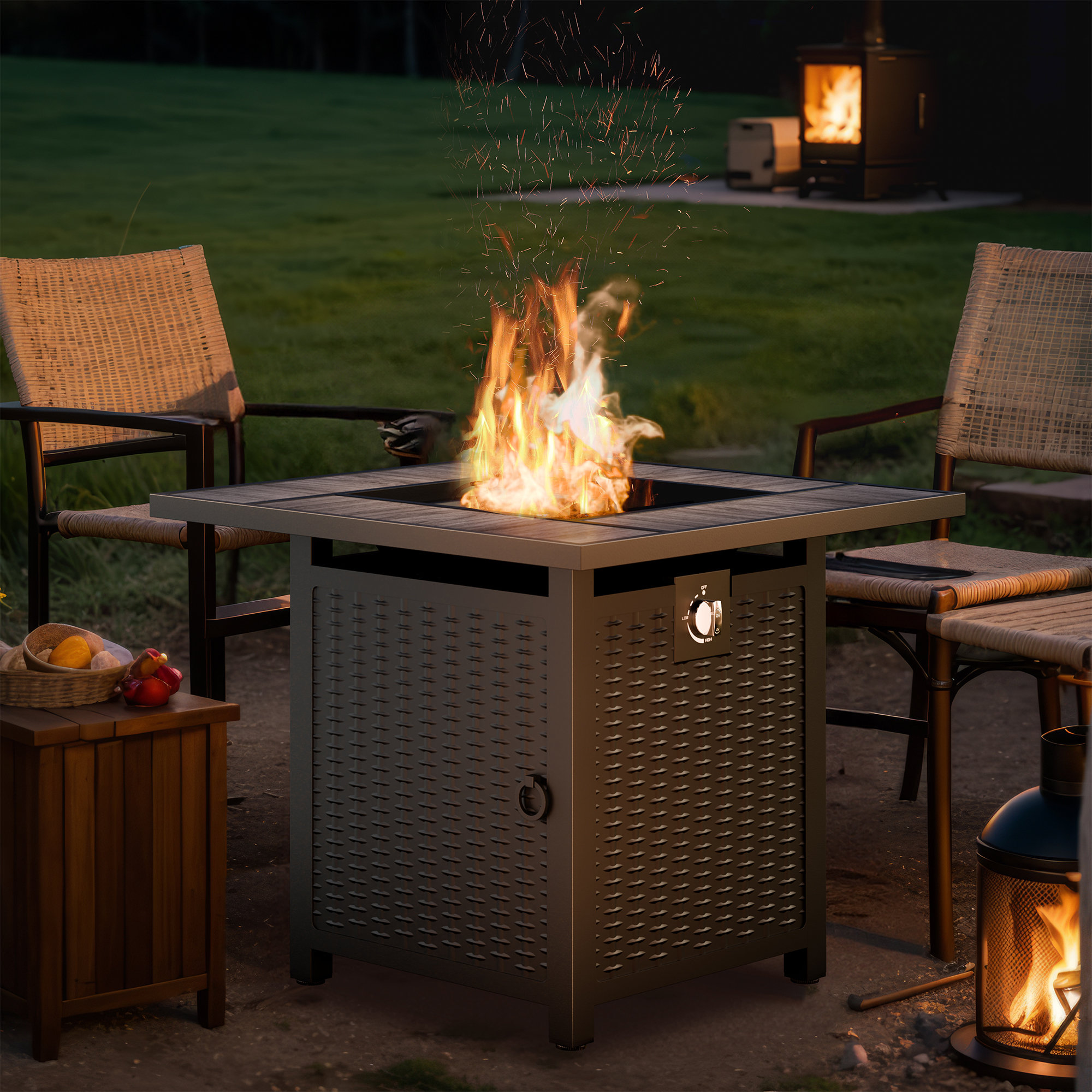 Lark Manor Arethea 25.3"H x 28'' W Propane Fire Pit with Lid & Reviews ...