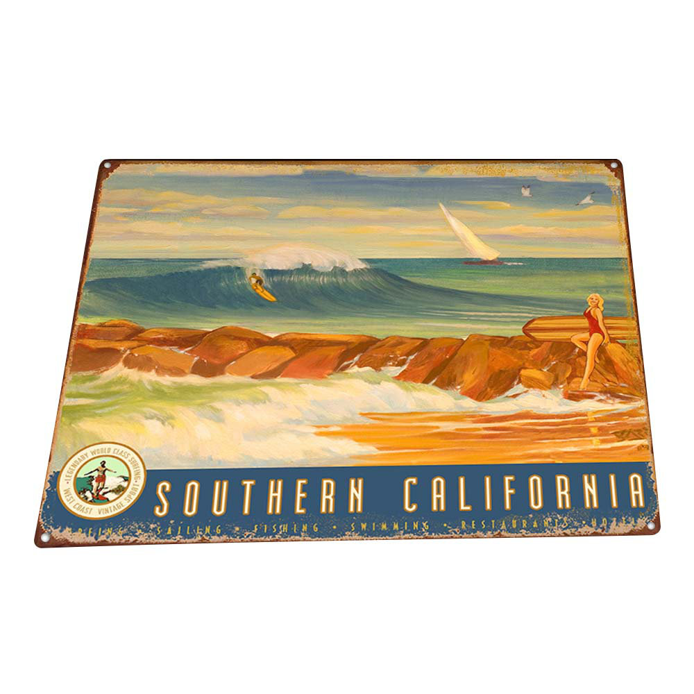 Highland Dunes Vintage Southern California Surfers On Metal Print | Wayfair