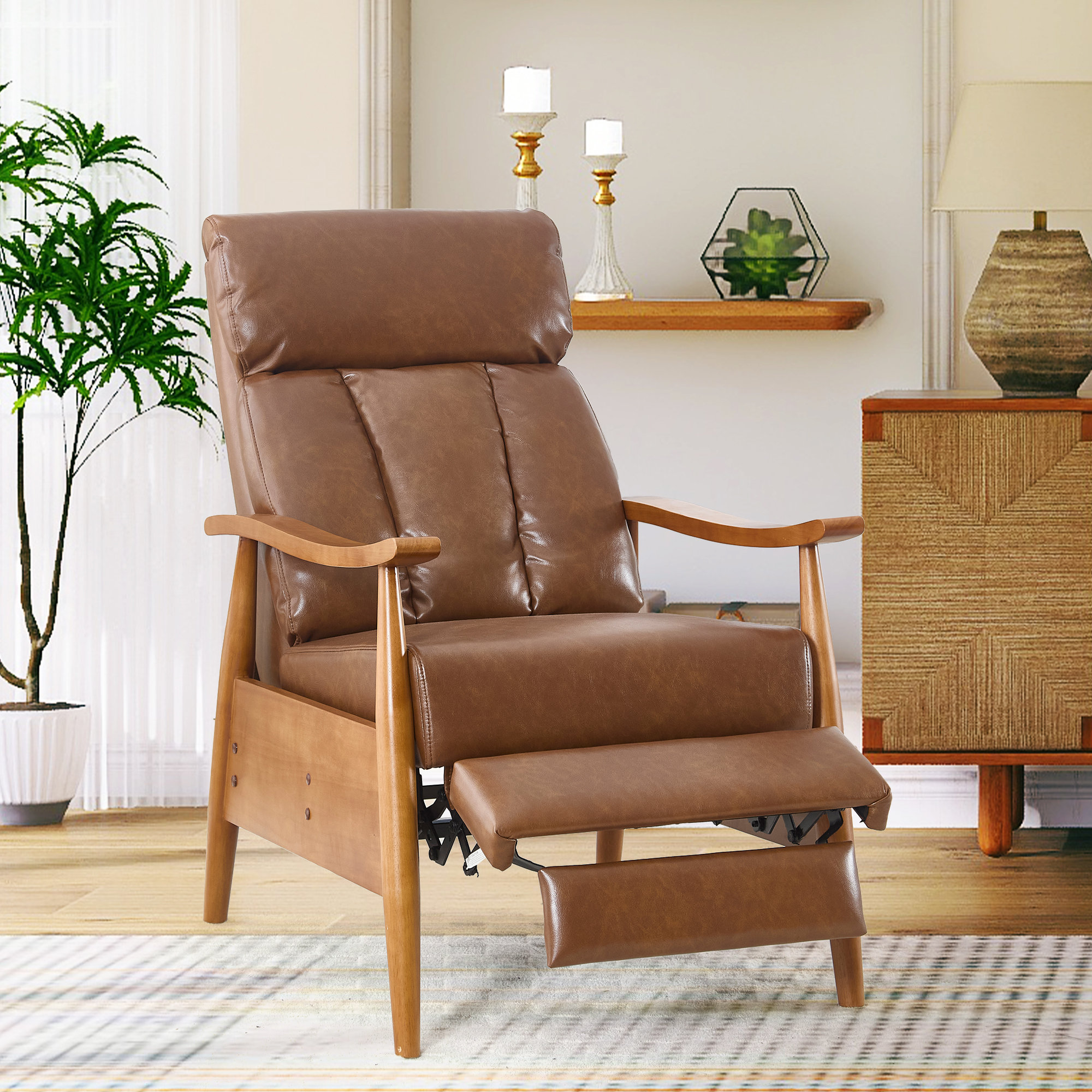 Red Barrel Studio® Chemika Coastal Style Push Back Manual Recliner ...